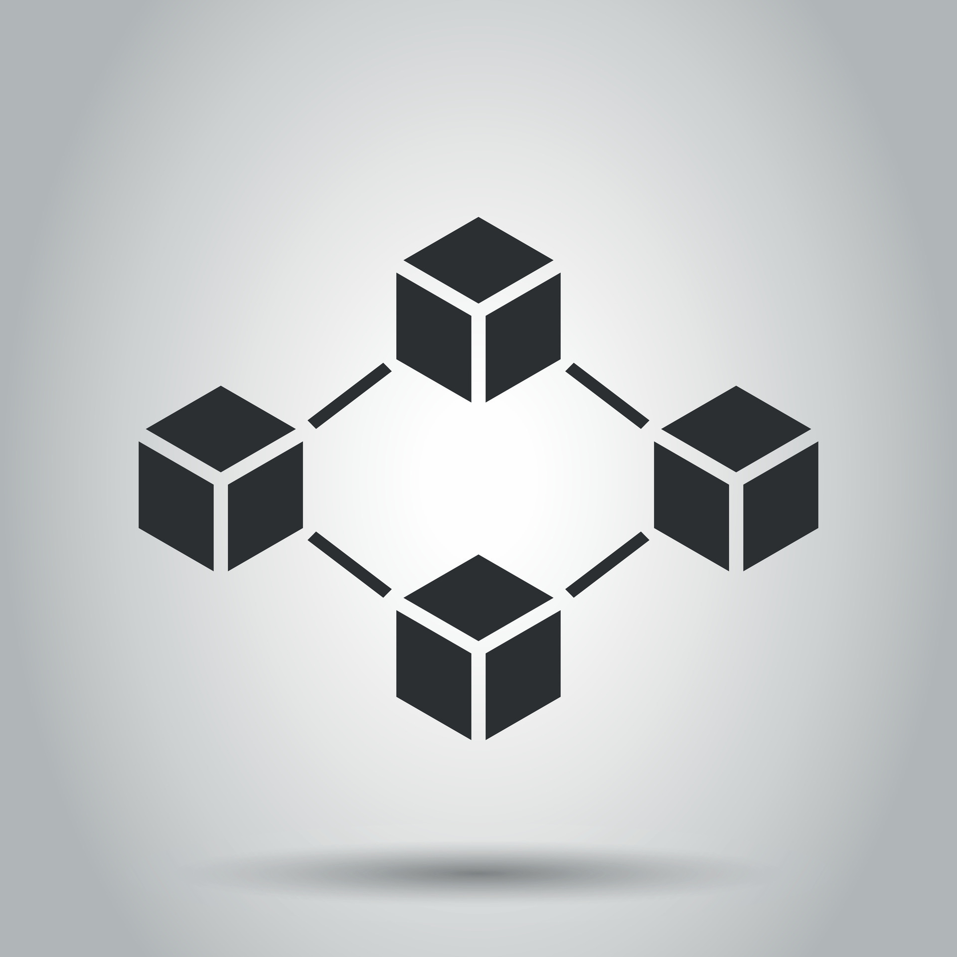 Blockchain Technology Vector Icon In Flat Style Cryptography Cube Block Illustration