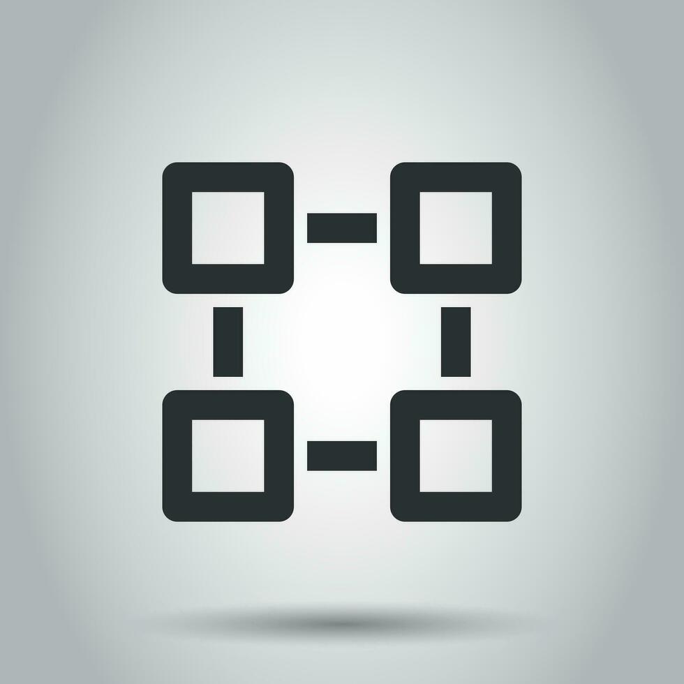 Blockchain Technology Vector Icon In Flat Style Cryptography Cube Block Illustration