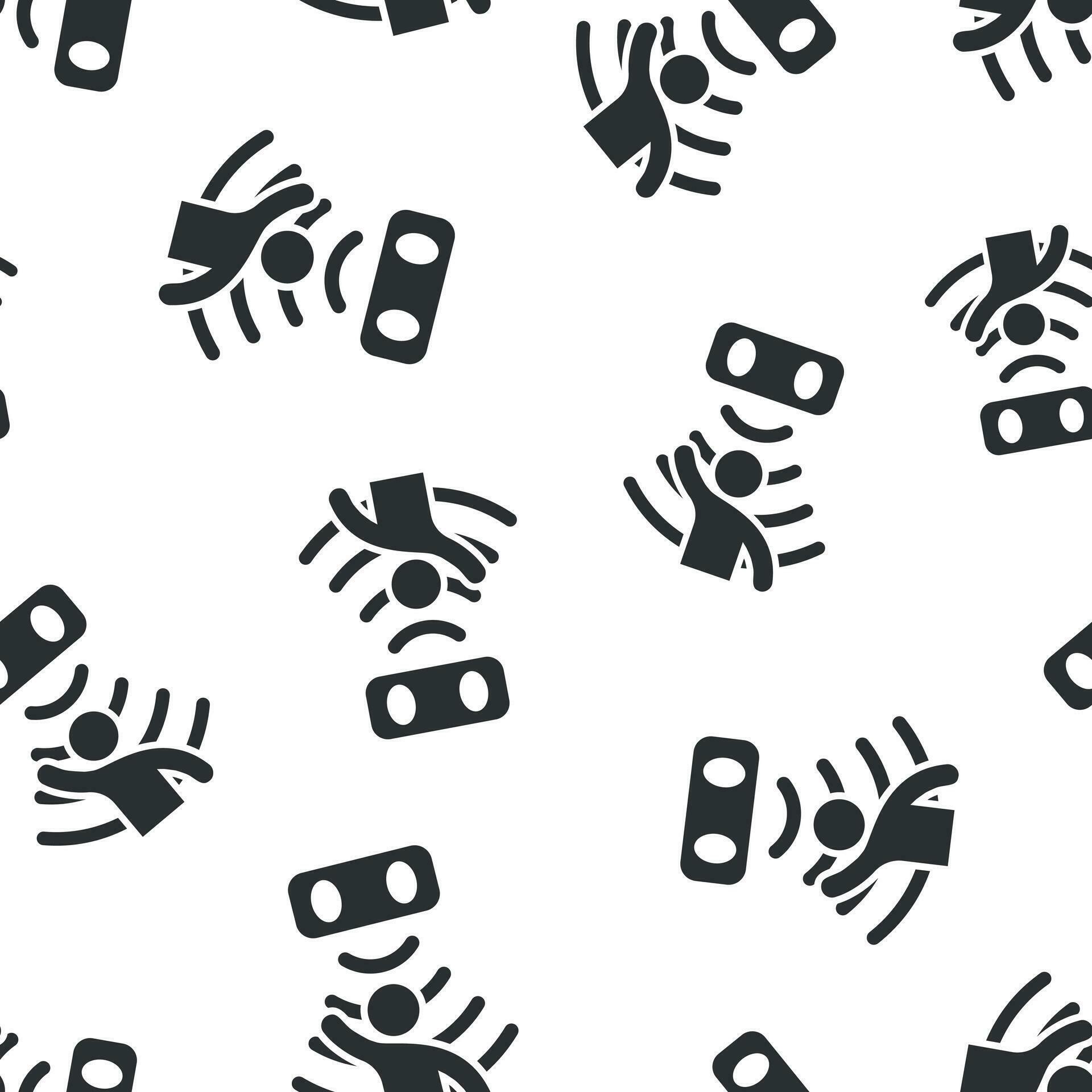 Motion Sensor Icon Seamless Pattern Background Sensor Waves With Man Vector Illustration