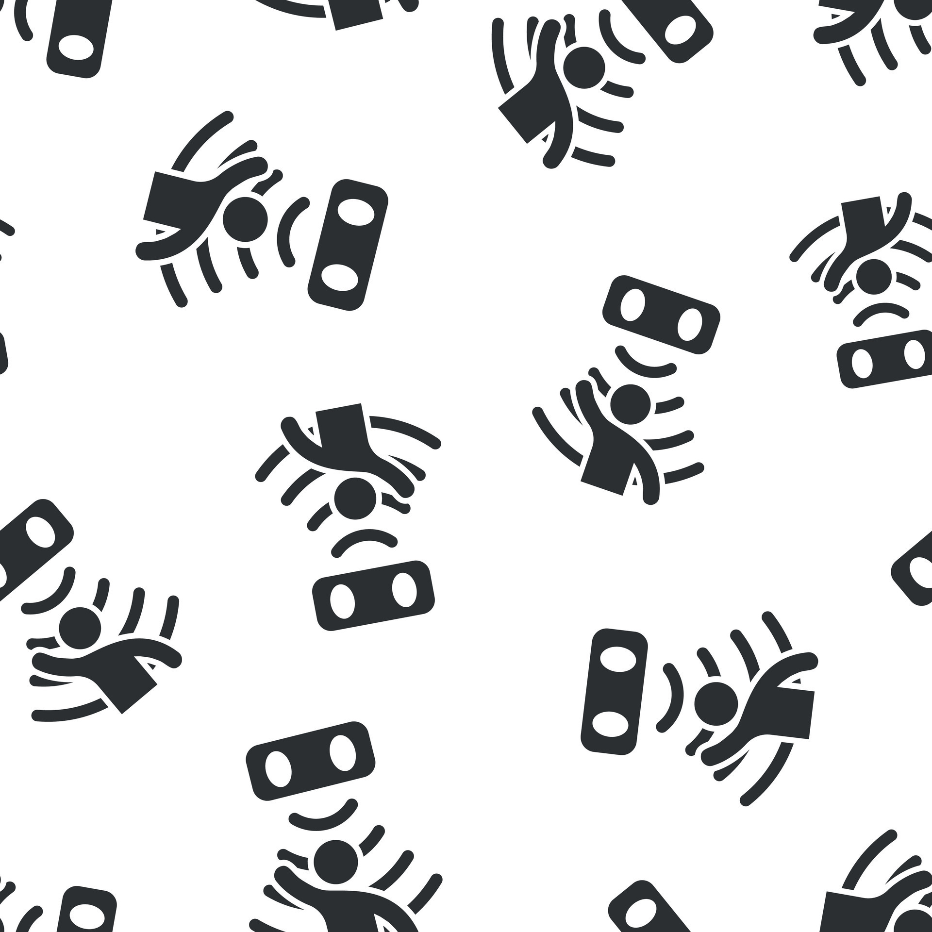 Motion sensor icon seamless pattern background. Sensor waves with man vector illustration ...