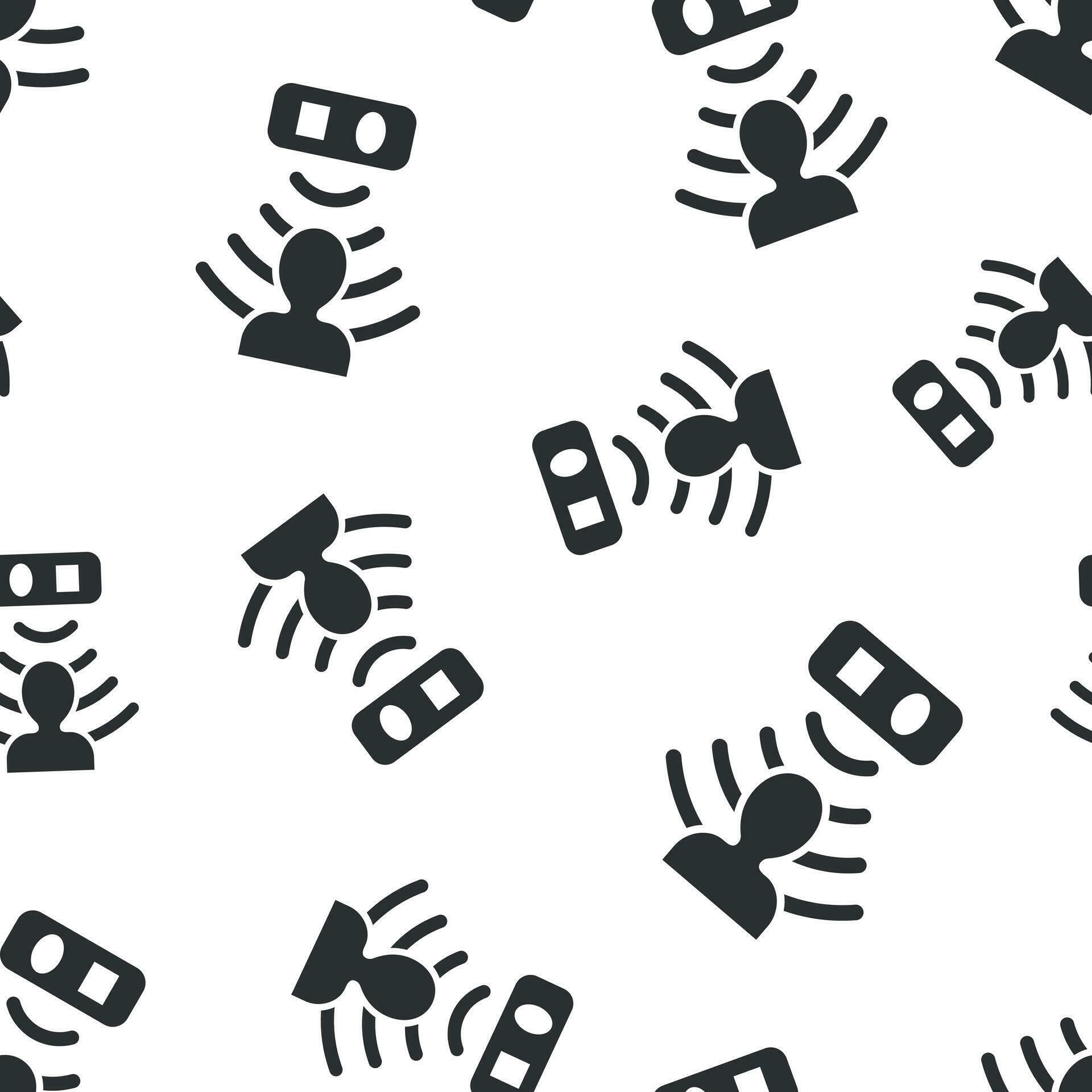 Motion Sensor Icon Seamless Pattern Background Sensor Waves With Man Vector Illustration