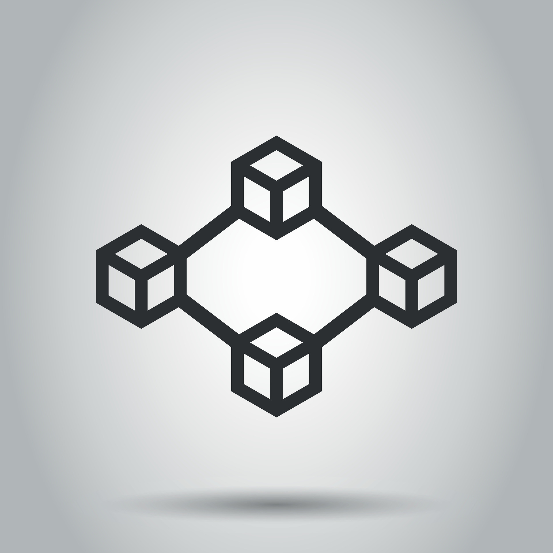 Blockchain Technology Vector Icon In Flat Style Cryptography Cube