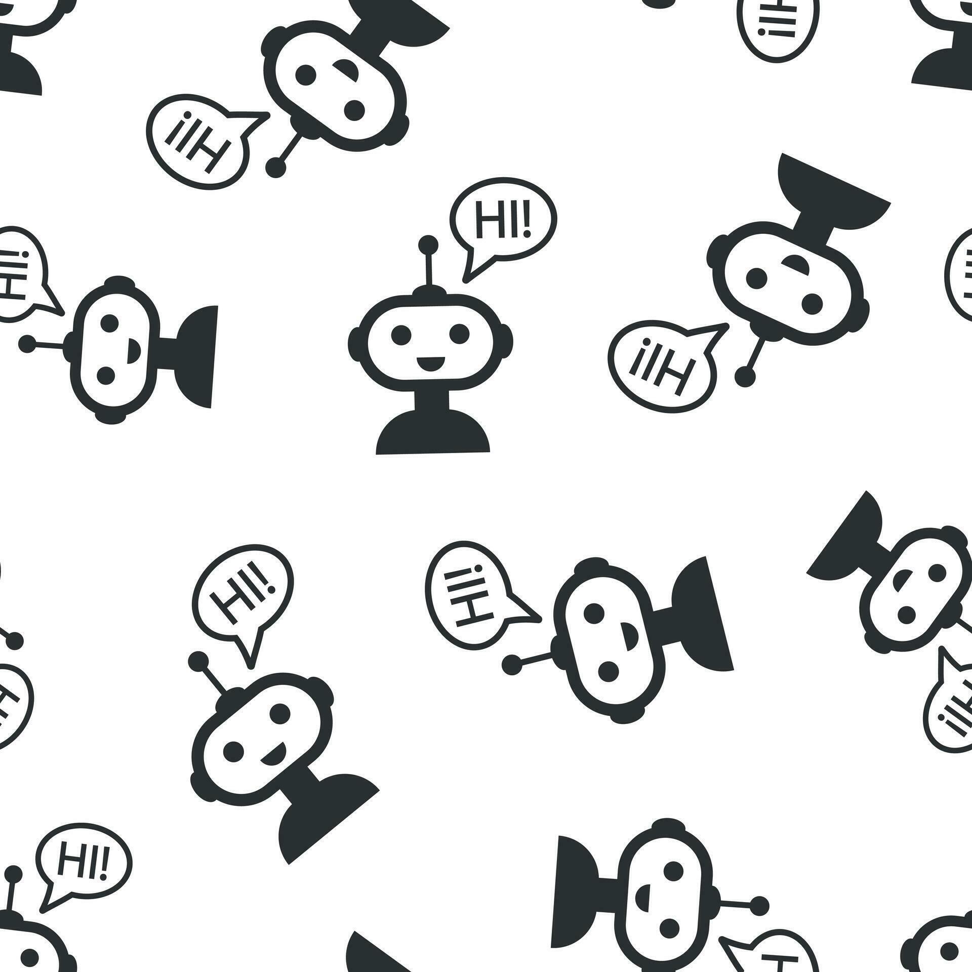 Cute Robot Chatbot Icon Seamless Pattern Background Bot Operator Vector Illustration Smart