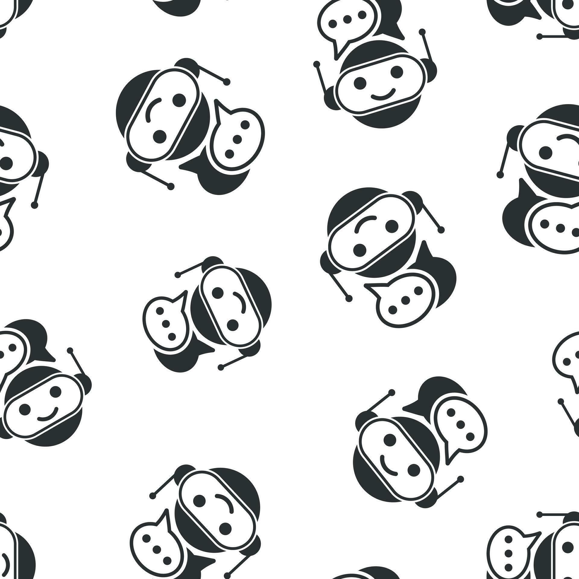 Cute Robot Chatbot Icon Seamless Pattern Background Bot Operator Vector Illustration Smart