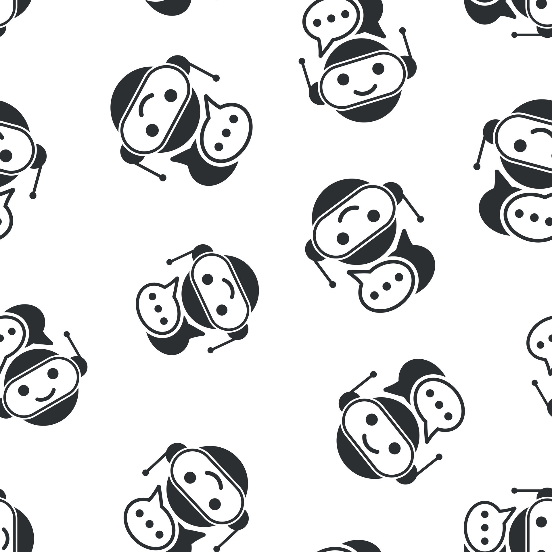 Cute Robot Chatbot Icon Seamless Pattern Background Bot Operator Vector Illustration Smart