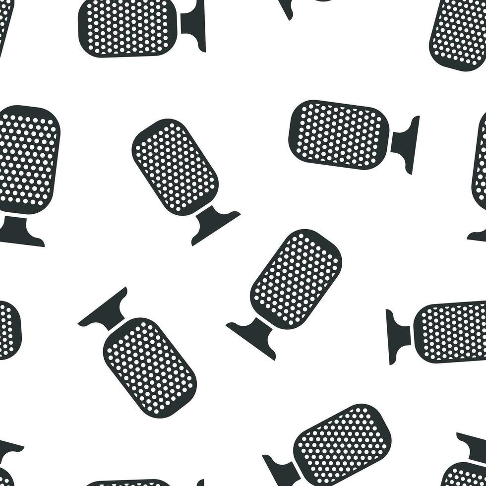Microphone icon seamless pattern background. Mic broadcast vector illustration. Mike speech ...