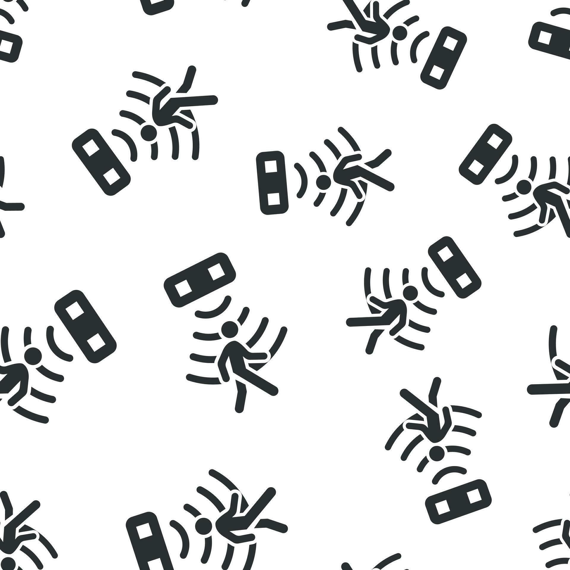 Motion Sensor Icon Seamless Pattern Background Sensor Waves With Man Vector Illustration