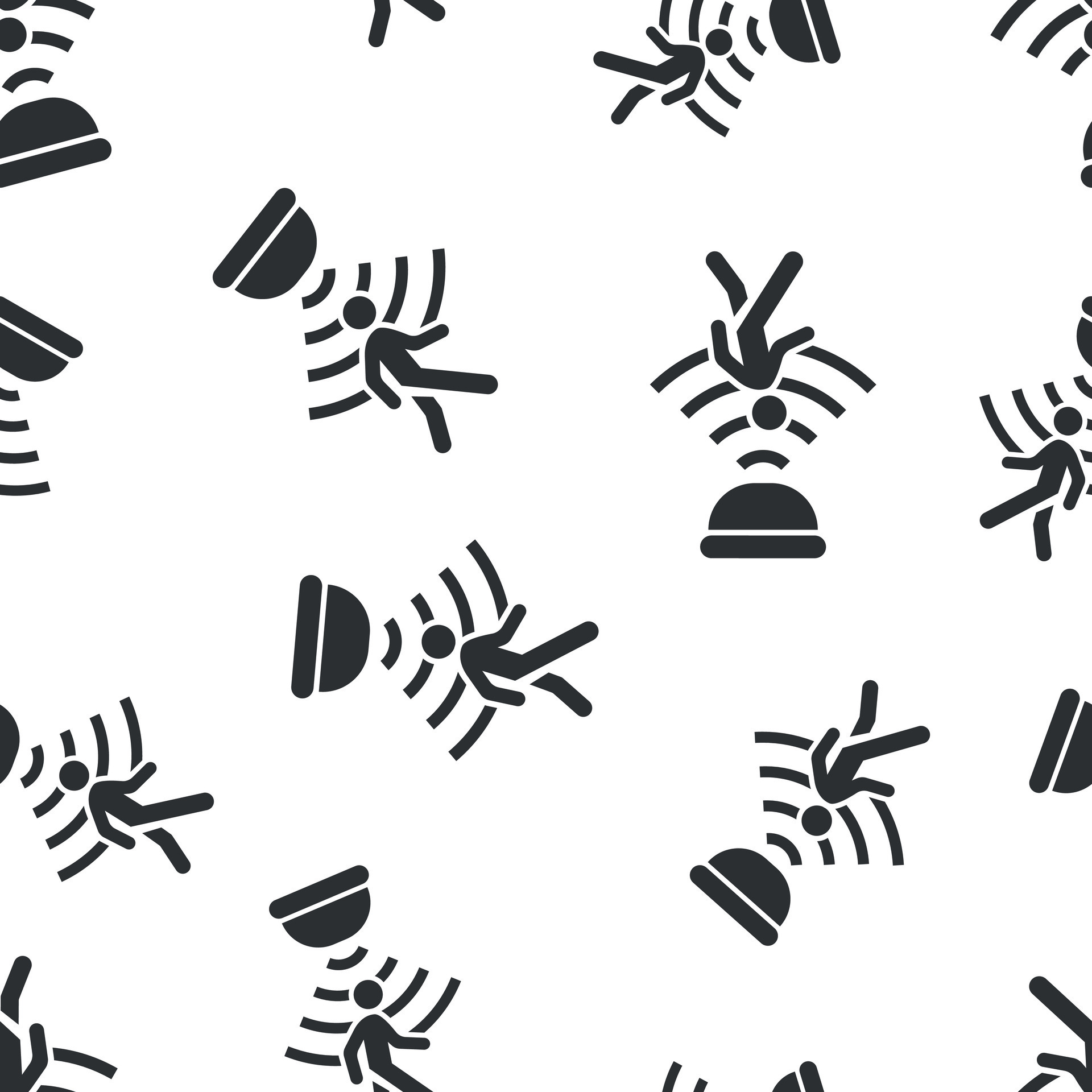 Motion sensor icon seamless pattern background. Sensor waves with man vector illustration ...