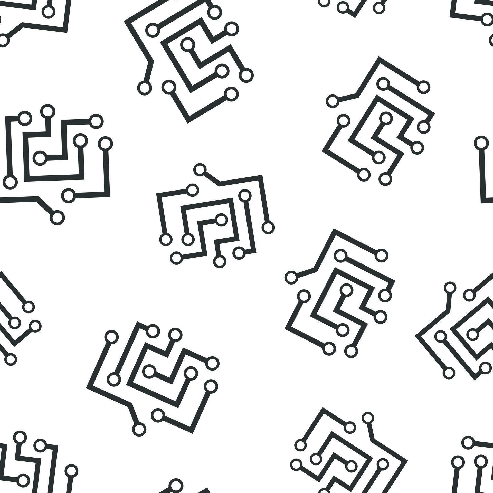 Circuit Board Icon Seamless Pattern Background Technology Microchip