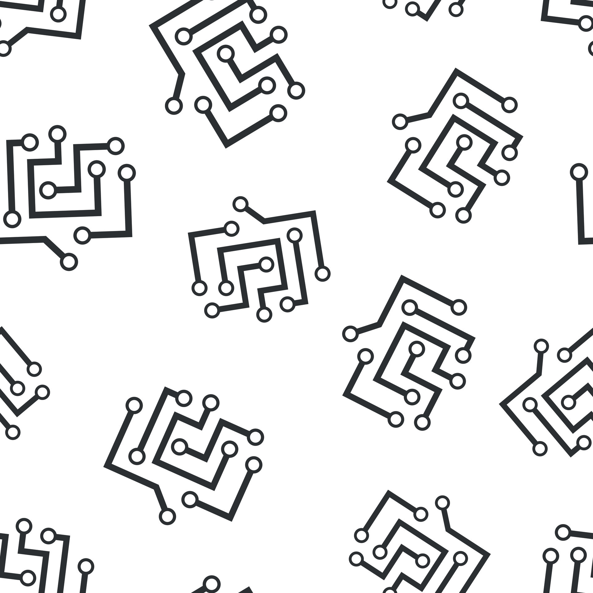 Circuit Board Icon Seamless Pattern Background Technology Microchip