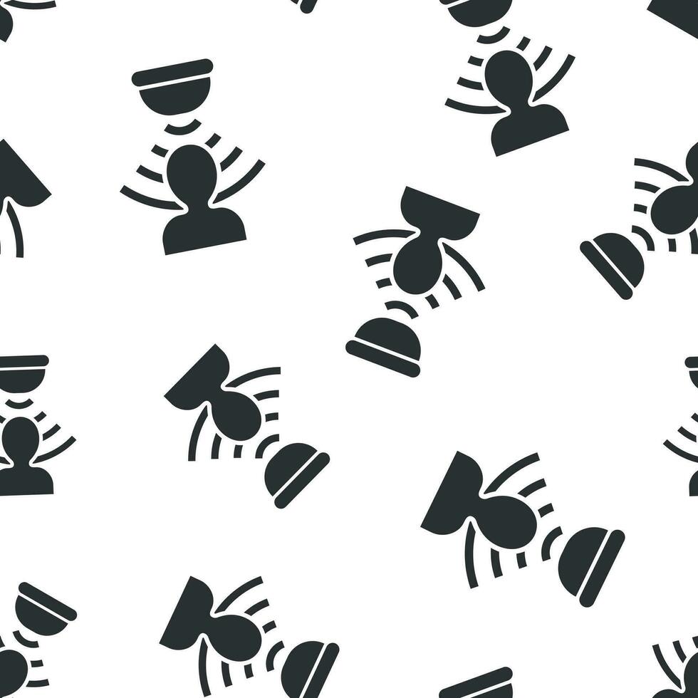 Motion Sensor Icon Seamless Pattern Background Sensor Waves With Man Vector Illustration