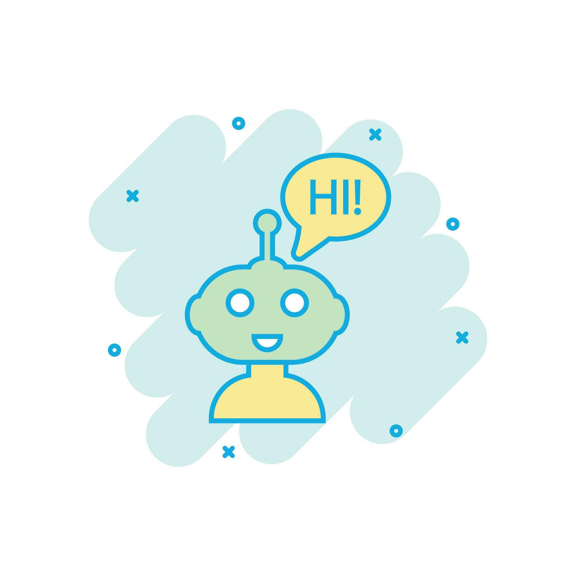 Cute Robot Chatbot Icon In Comic Style Bot Operator Vector Cartoon