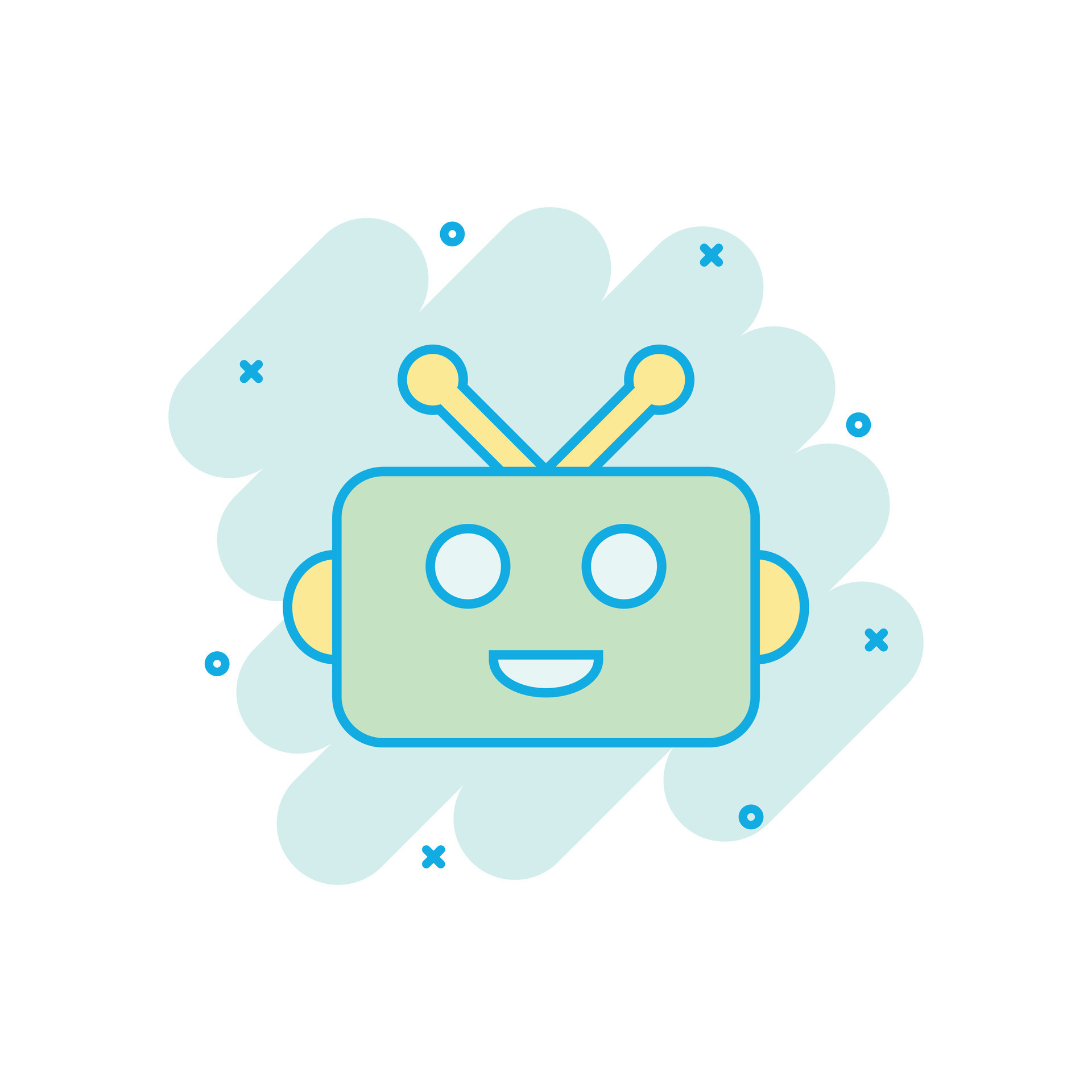Cute Robot Chatbot Icon In Comic Style Bot Operator Vector Cartoon