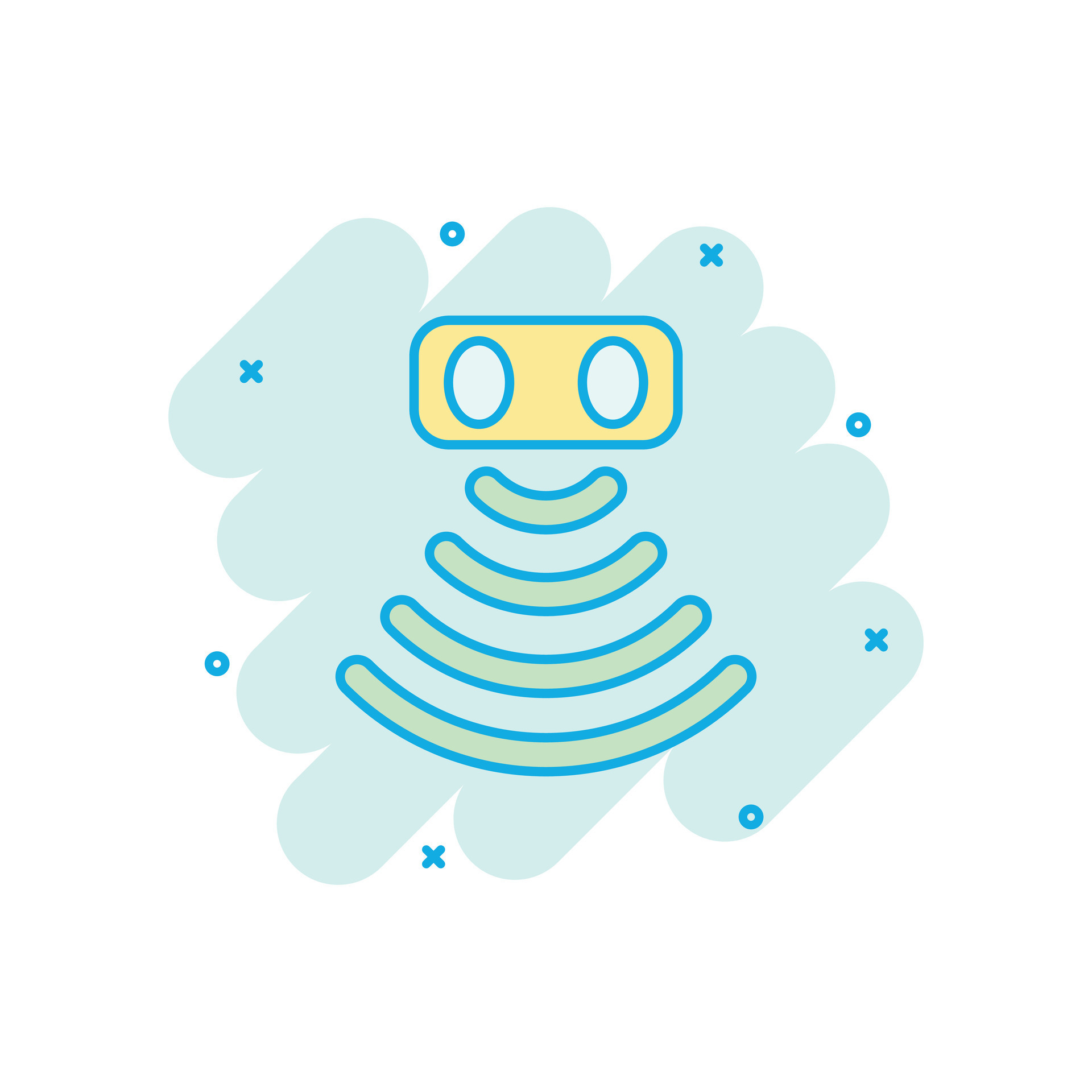 Motion Sensor Icon In Comic Style Sensor Waves Vector Cartoon