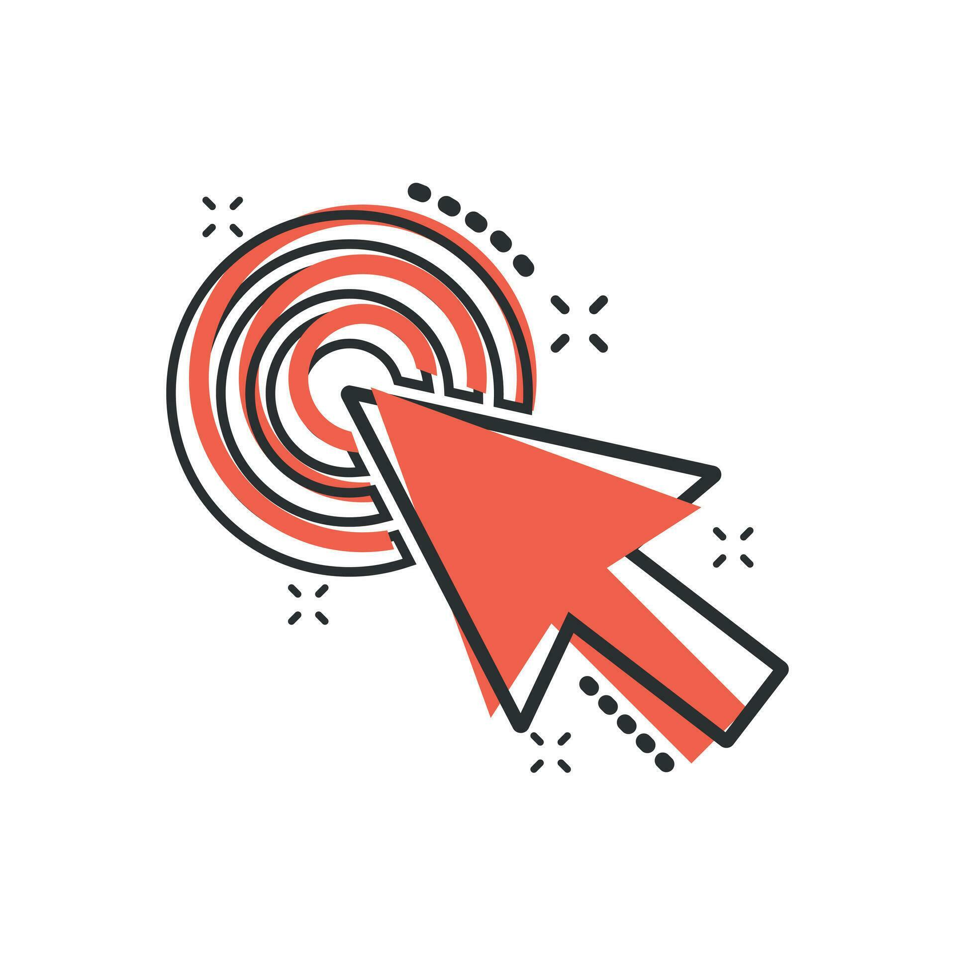 Computer Mouse Cursor Icon In Comic Style Arrow Cursor Vector Cartoon Illustration Pictogram