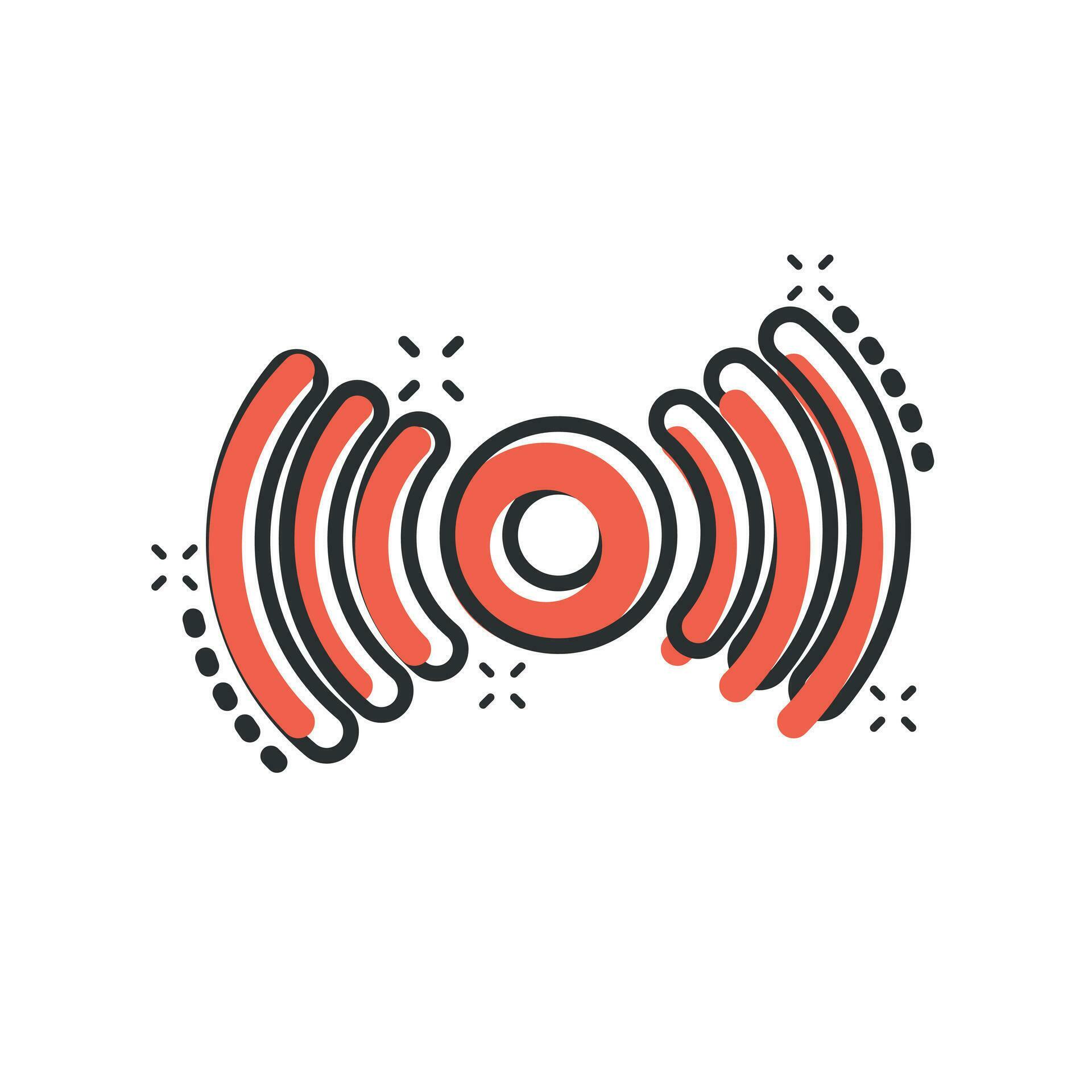 Motion Sensor Icon In Comic Style Sensor Waves Vector Cartoon