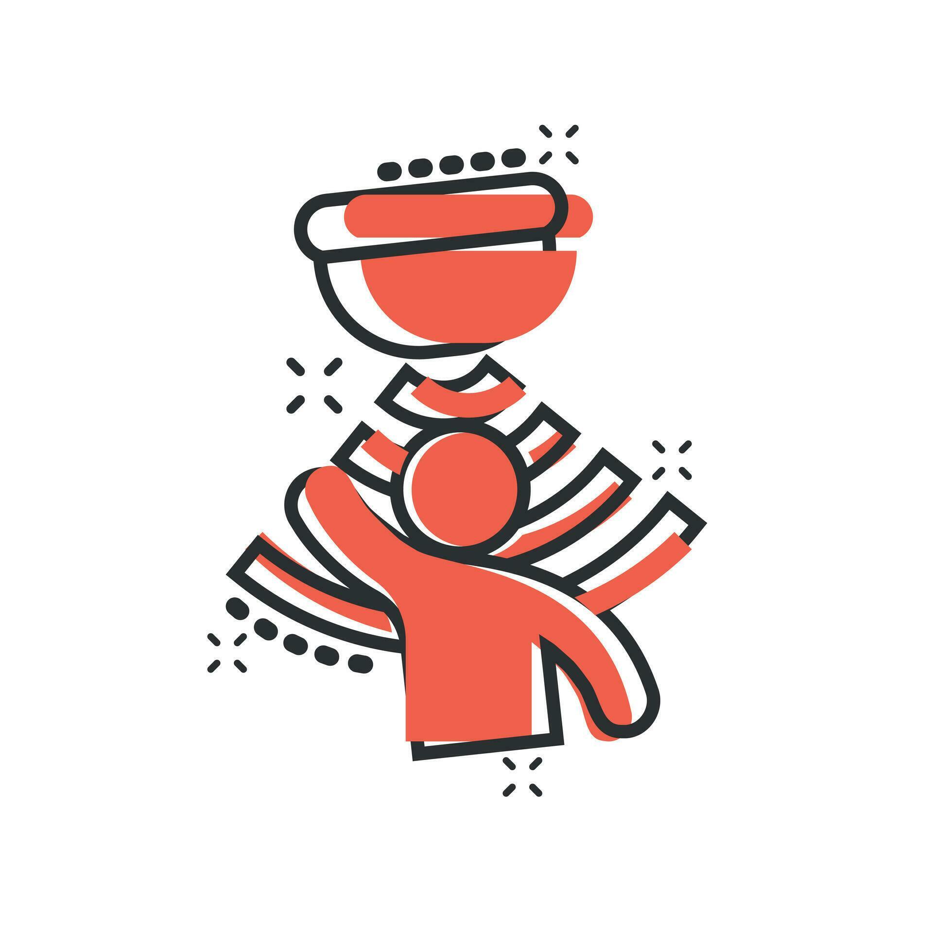 Motion Sensor Icon In Comic Style Sensor Waves With Man Vector Cartoon