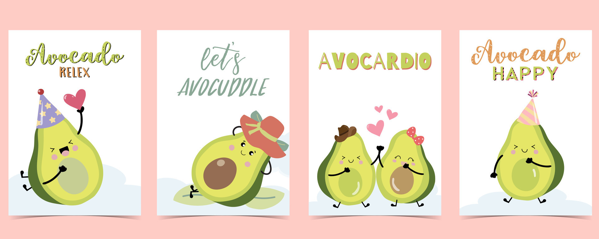 Cute green avocado card for birthday, baby shower greeting card, poster ...