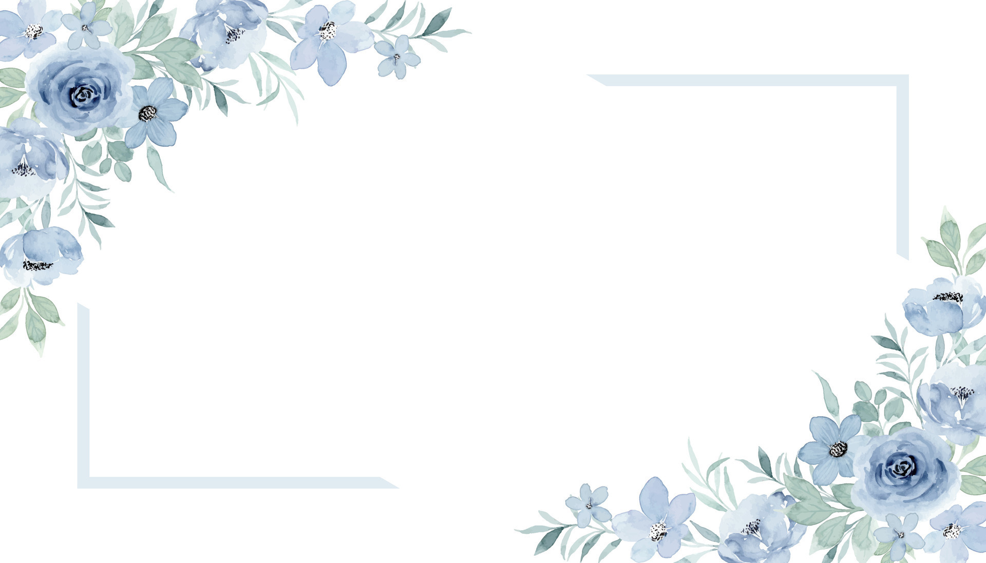 Blue rose flower frame with watercolor for wedding, birthday, card ...