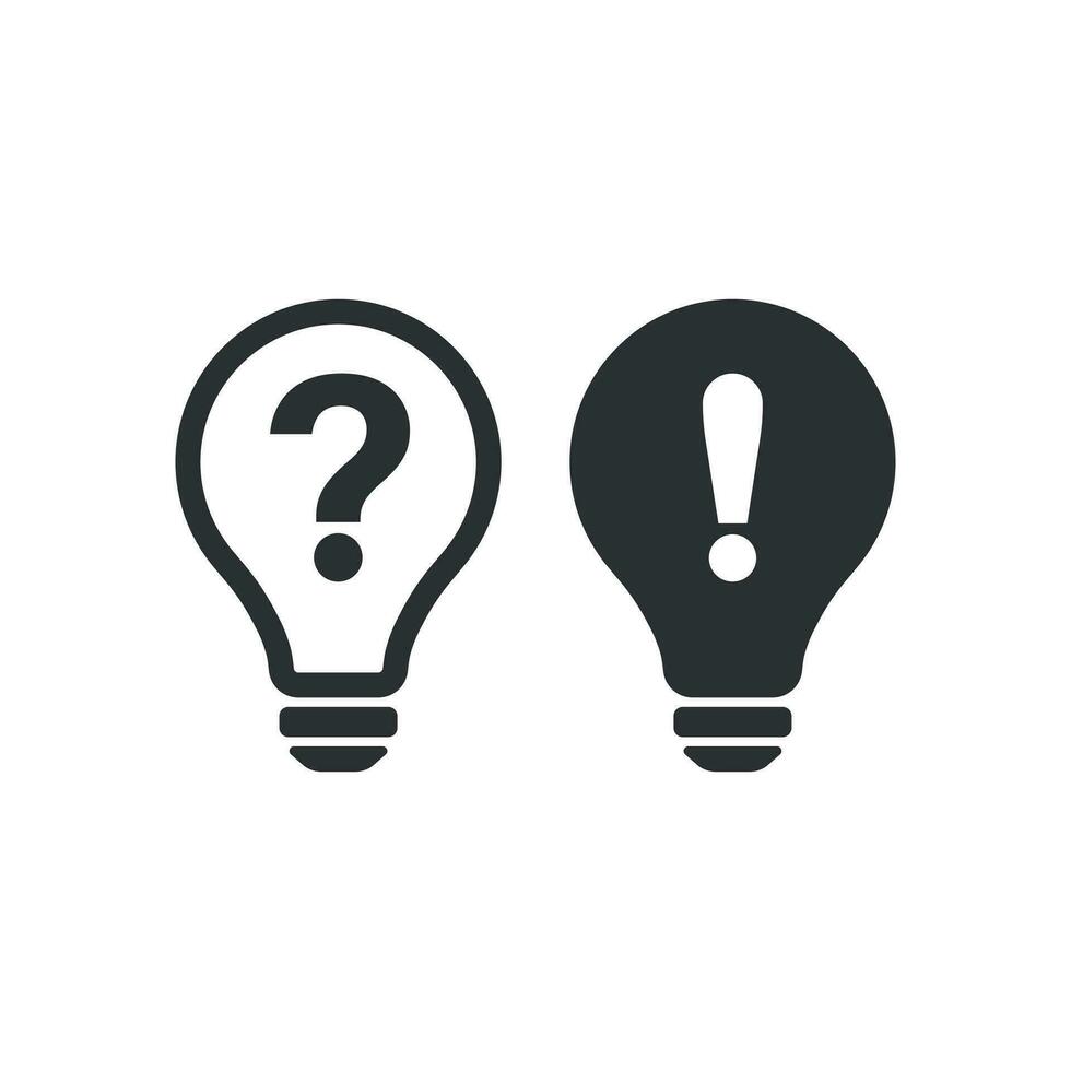 Problem solution icon in flat style. Light bulb idea vector ...