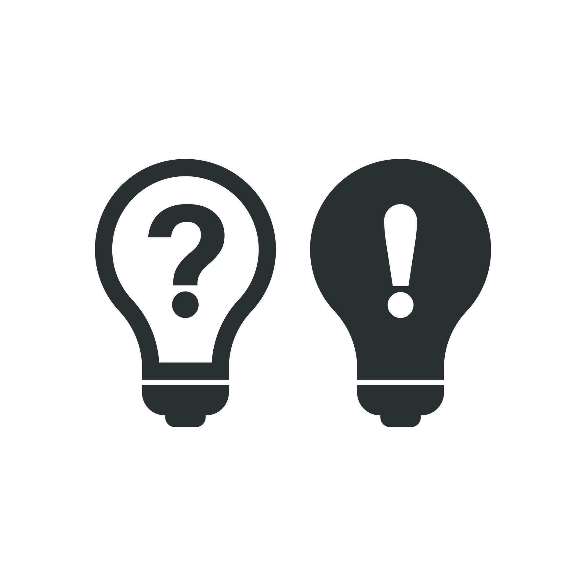 Problem solution icon in flat style. Light bulb idea vector ...