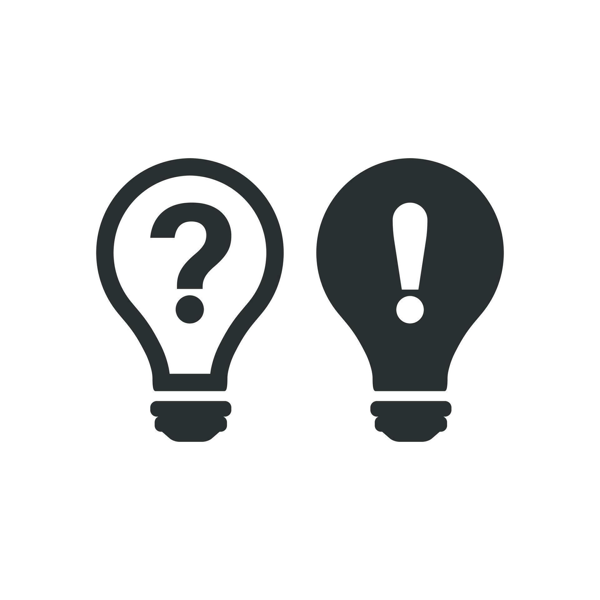 Problem solution icon in flat style. Light bulb idea vector ...