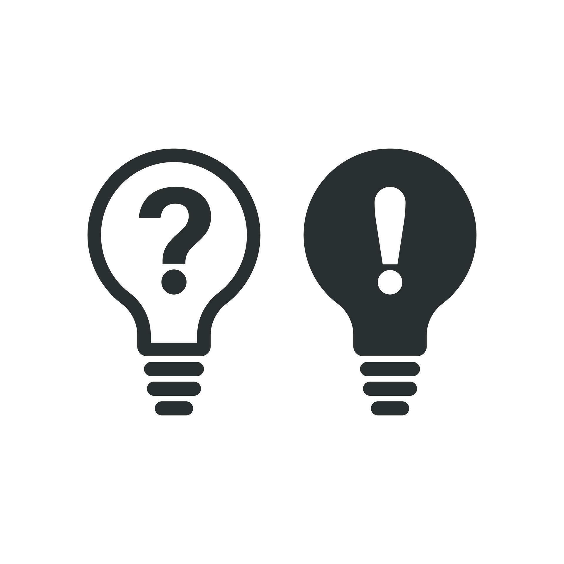 Problem solution icon in flat style. Light bulb idea vector ...