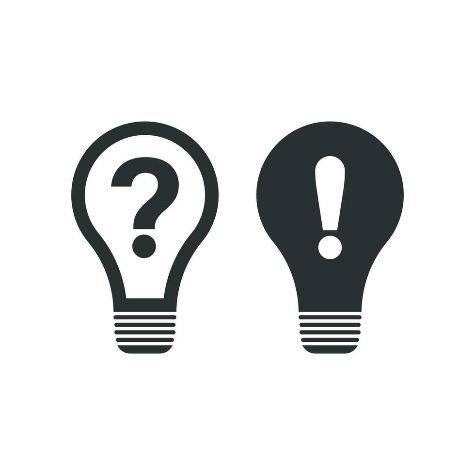 Problem solution icon in flat style. Light bulb idea vector ...