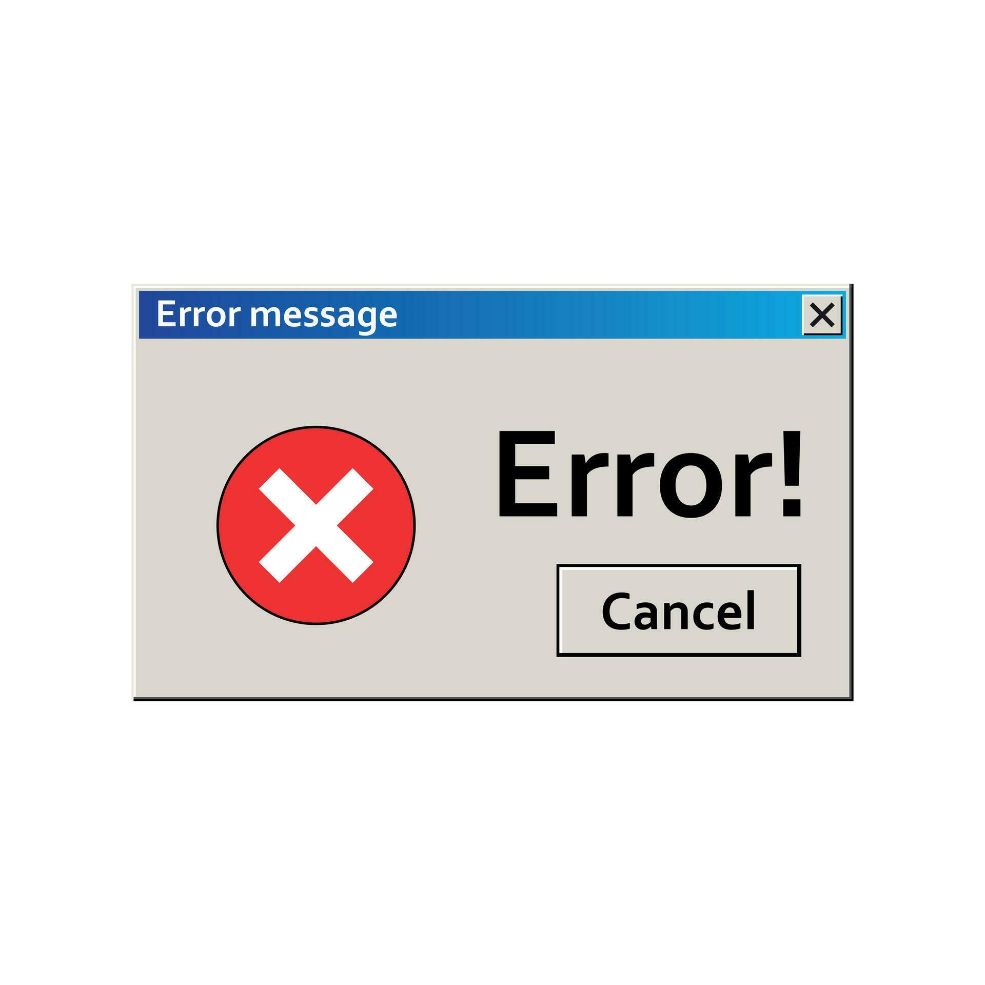 Error warning message. User Interface window. Virus alert illustration ...
