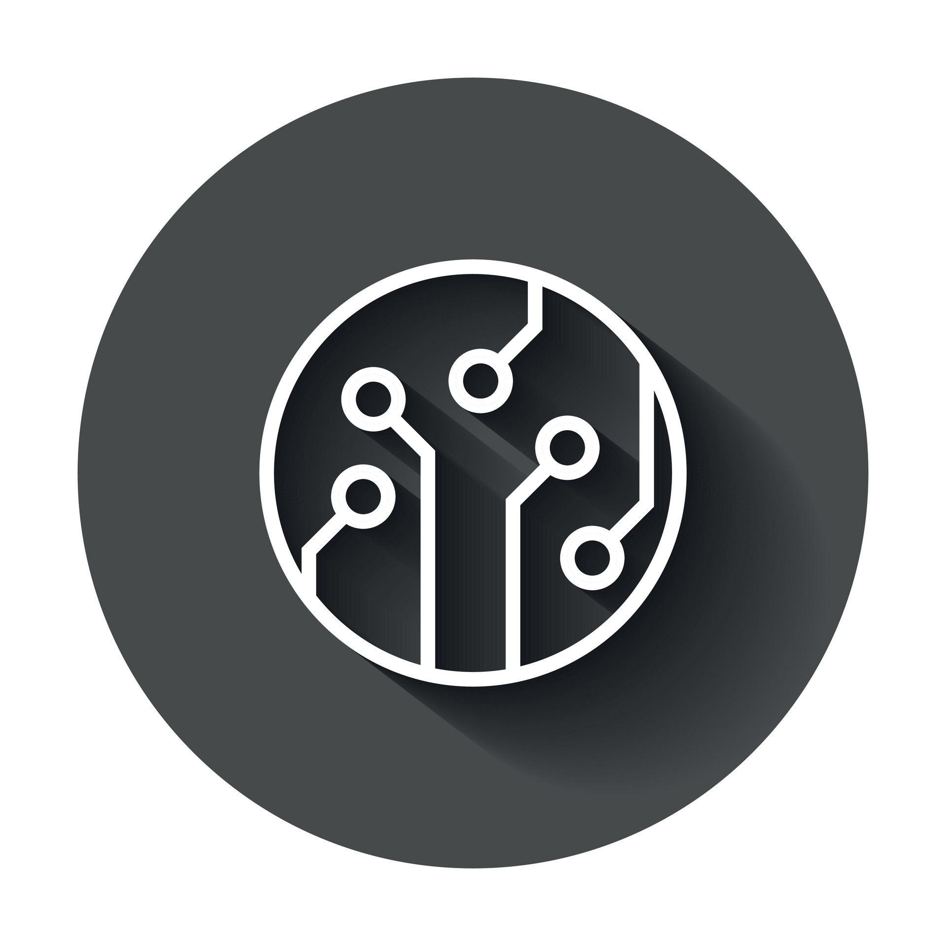 Circuit Board Icon In Flat Style Technology Microchip Vector