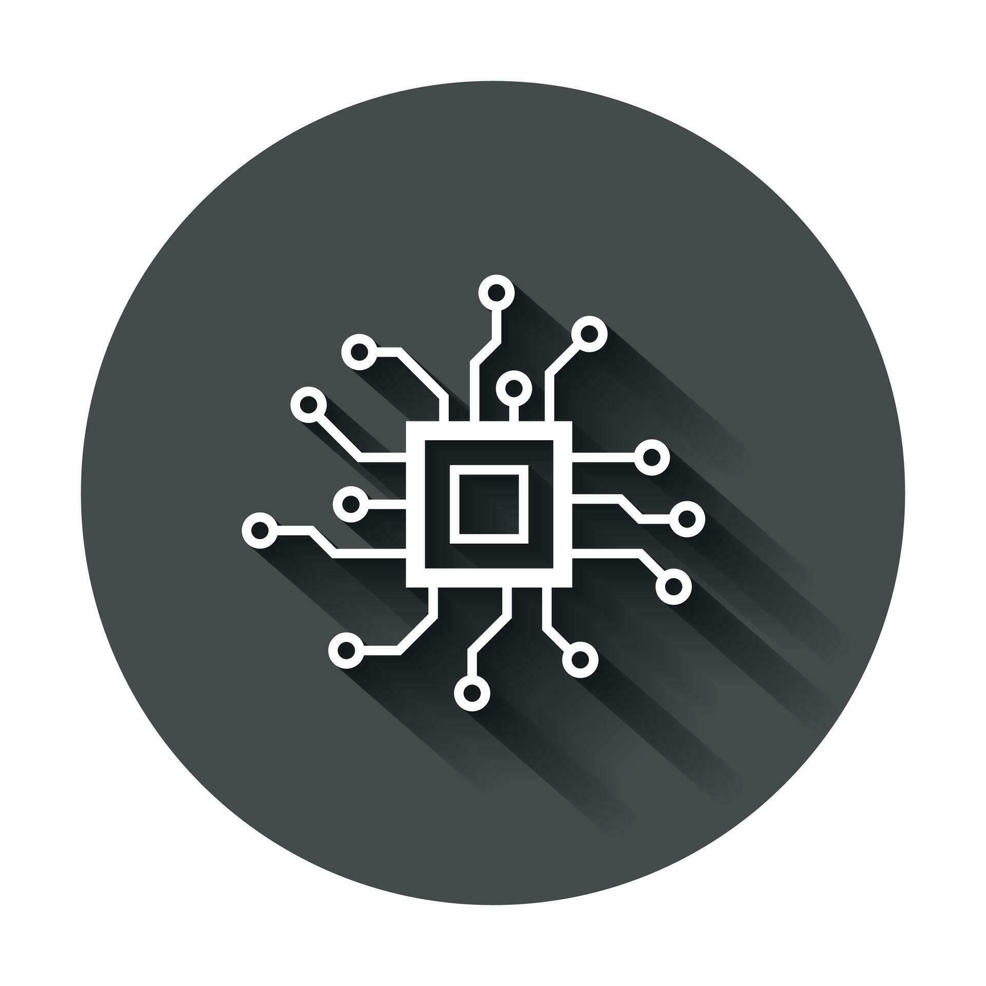 Circuit Board Icon In Flat Style Technology Microchip Vector