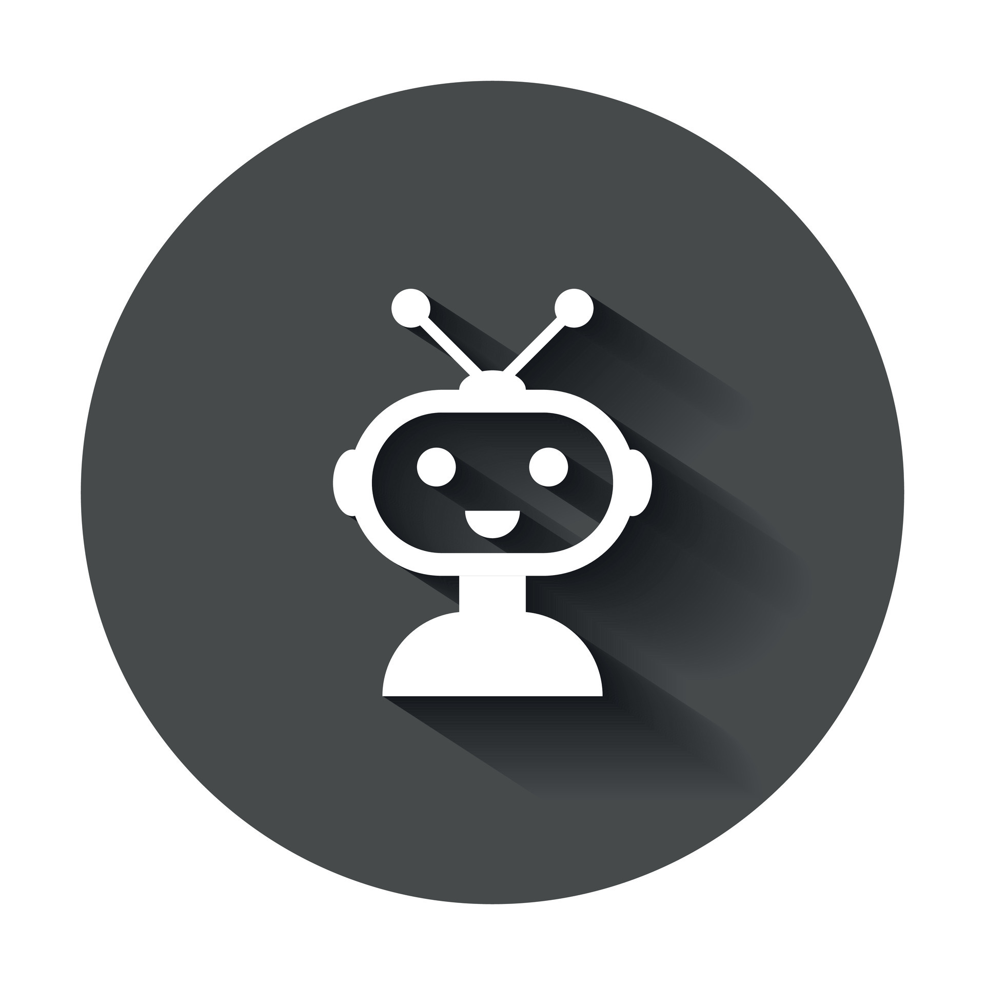 Cute robot chatbot icon in flat style. Bot operator vector illustration ... Cute robot chatbot icon in flat style. Bot operator vector illustration ...