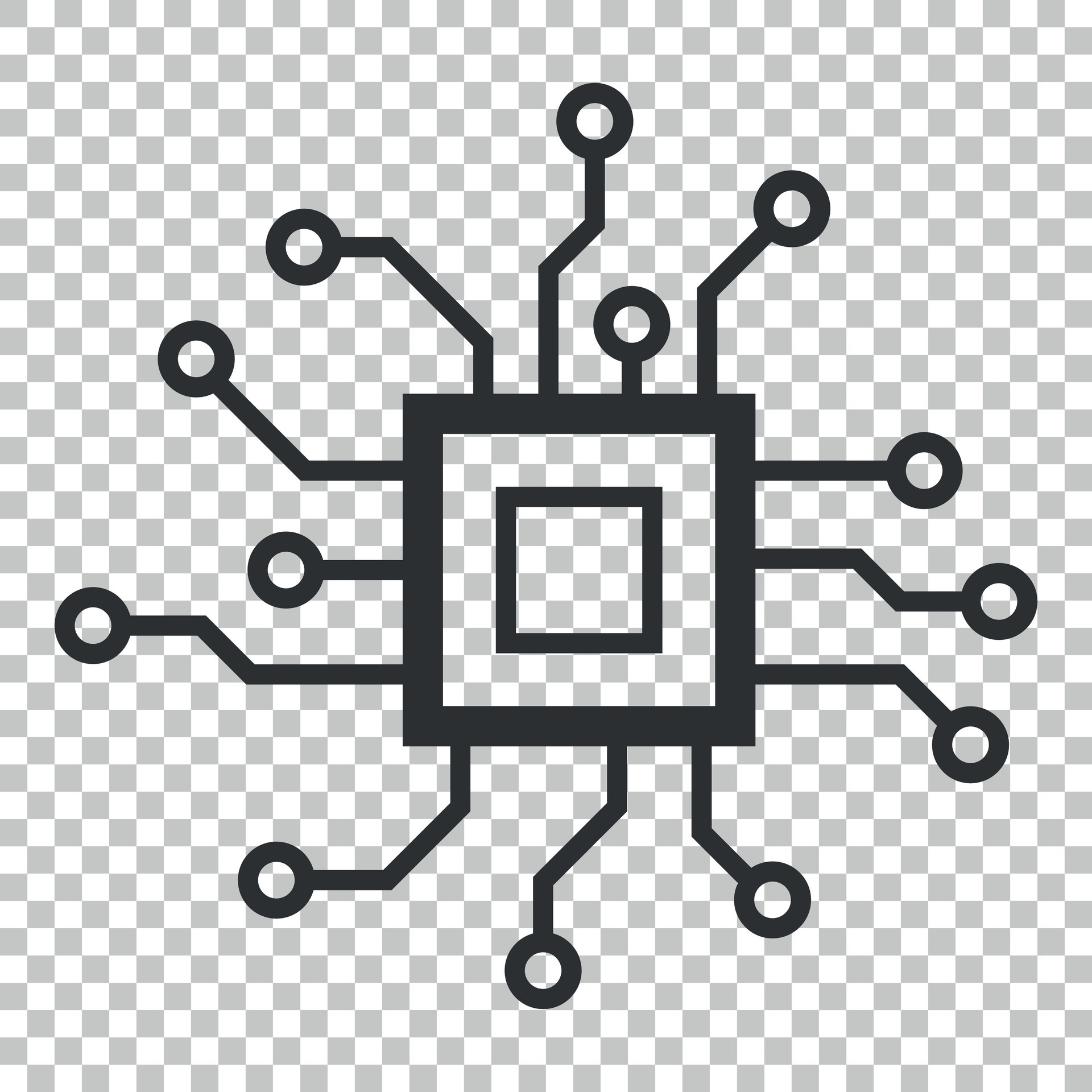 Circuit Board Icon In Flat Style Technology Microchip Vector