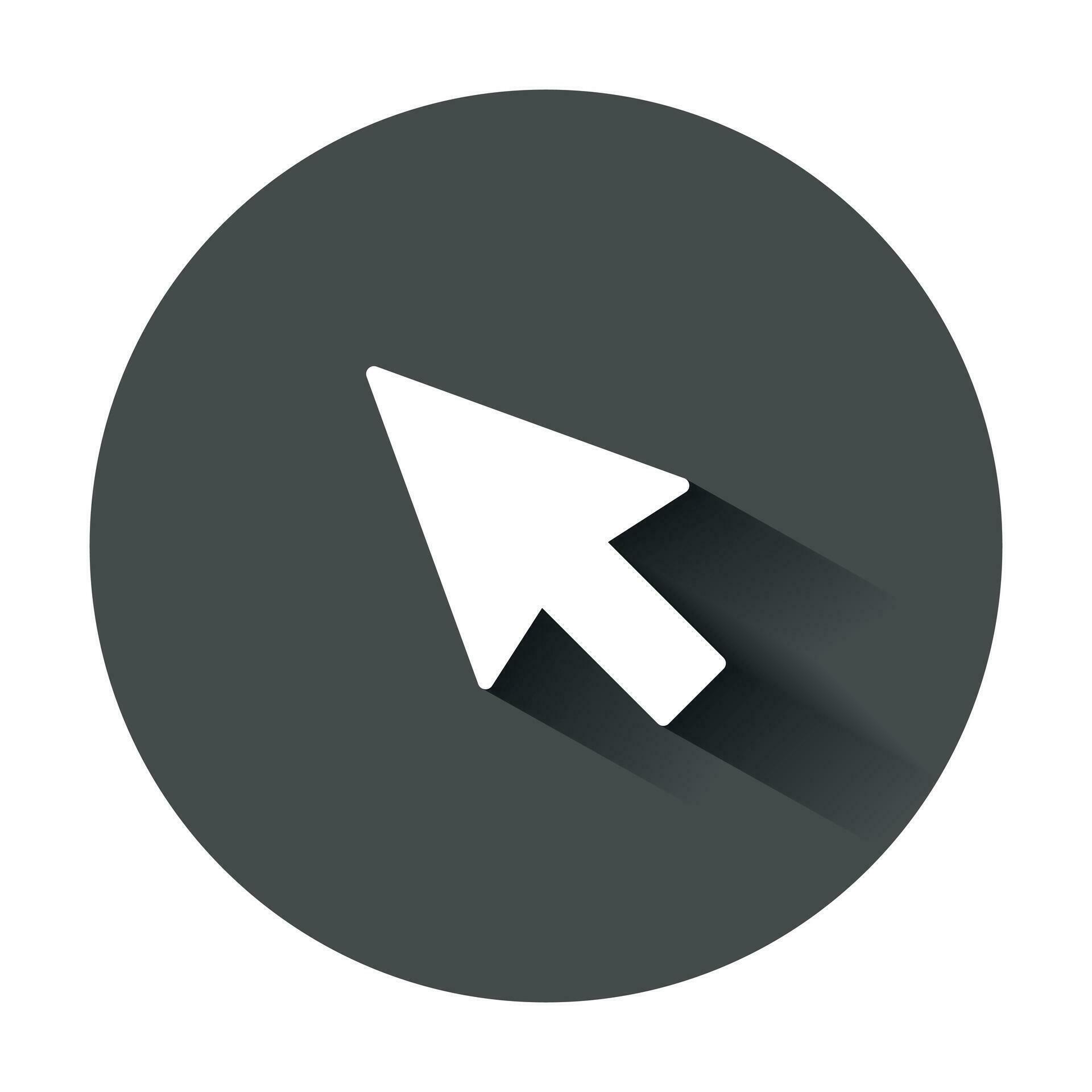 Computer mouse cursor icon in flat style. Arrow cursor vector illustration with long shadow ...