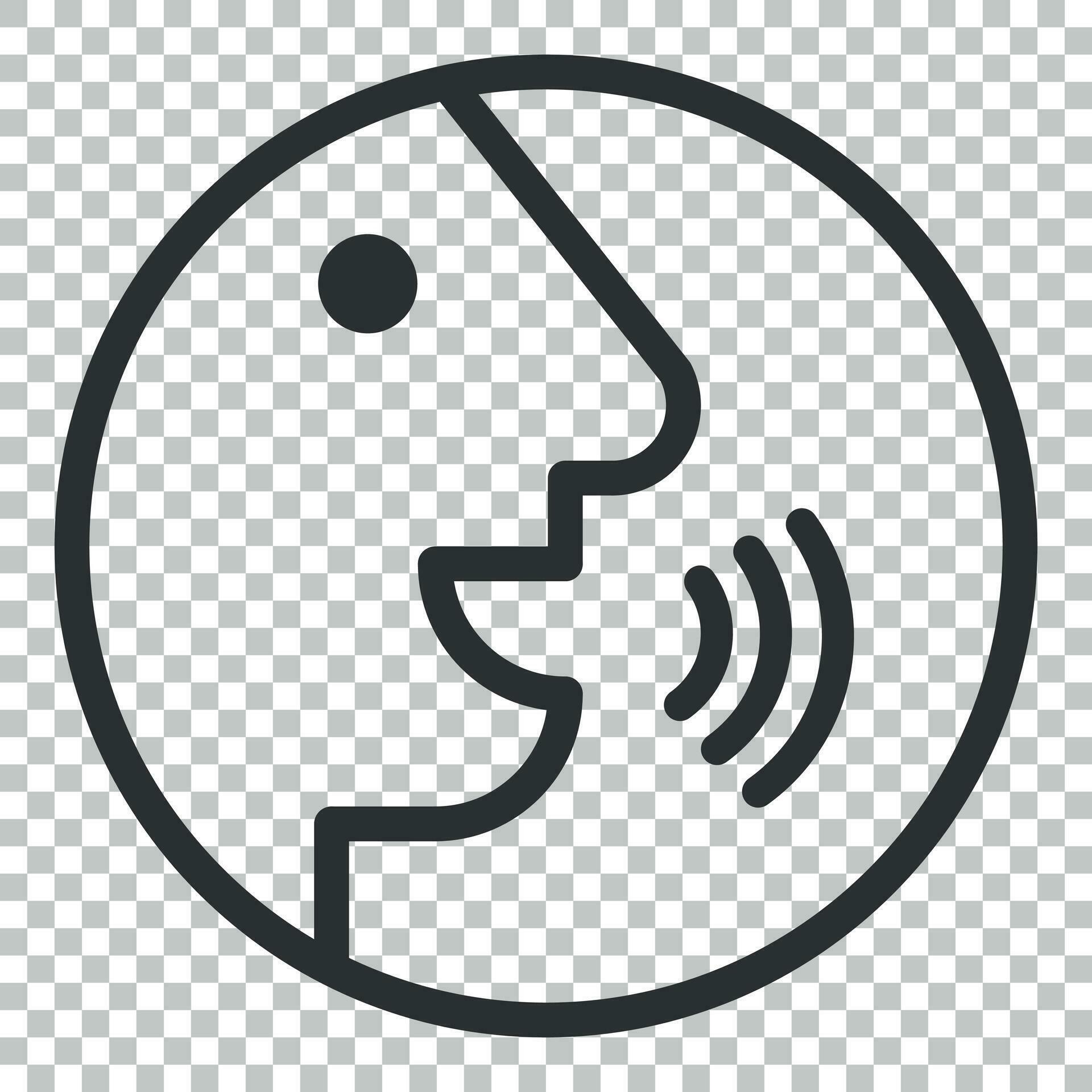 Voice command with sound waves icon in flat style. Speak control vector ...