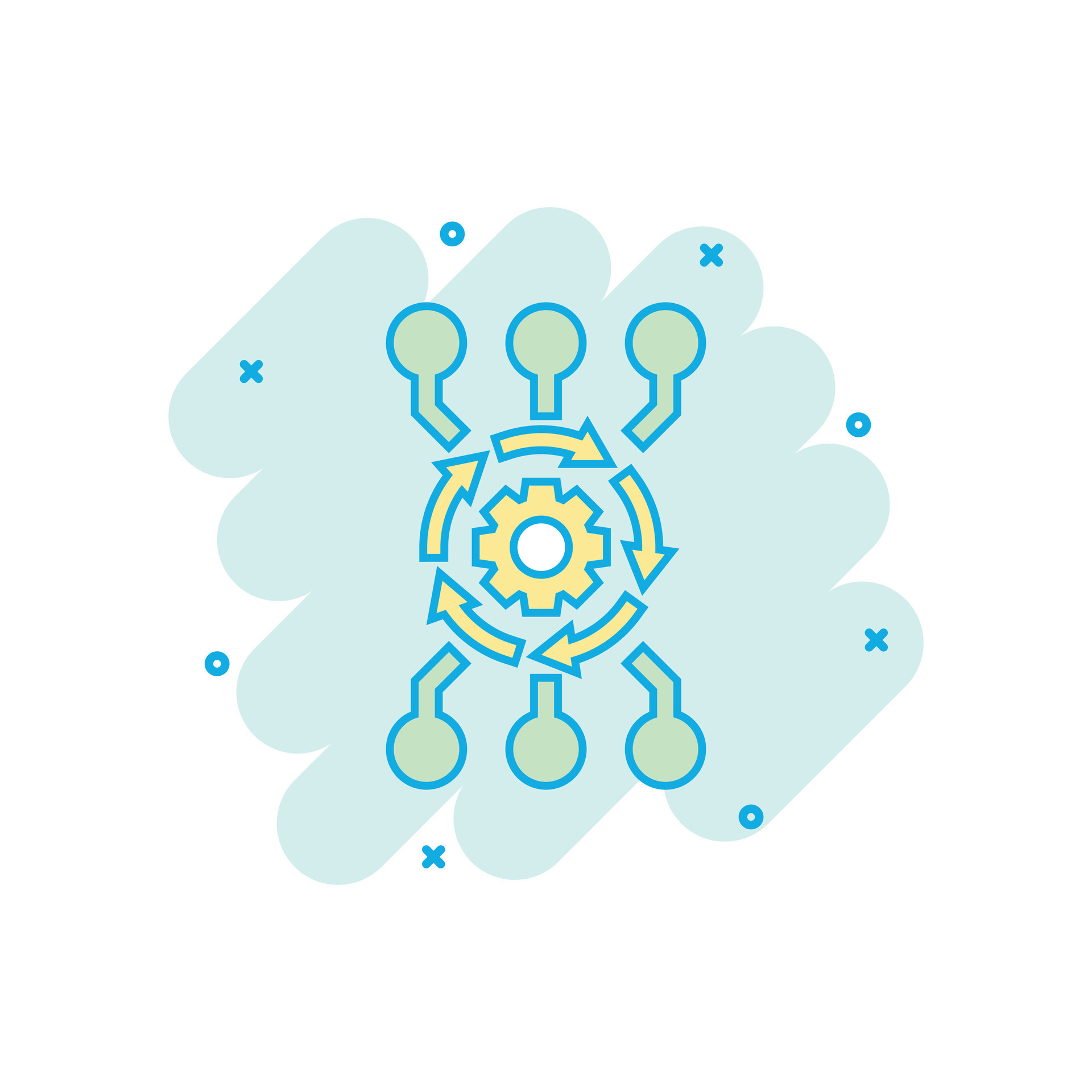 Vector cartoon algorithm api software icon in comic style. Gear with ... Vector cartoon algorithm api software icon in comic style. Gear with ...