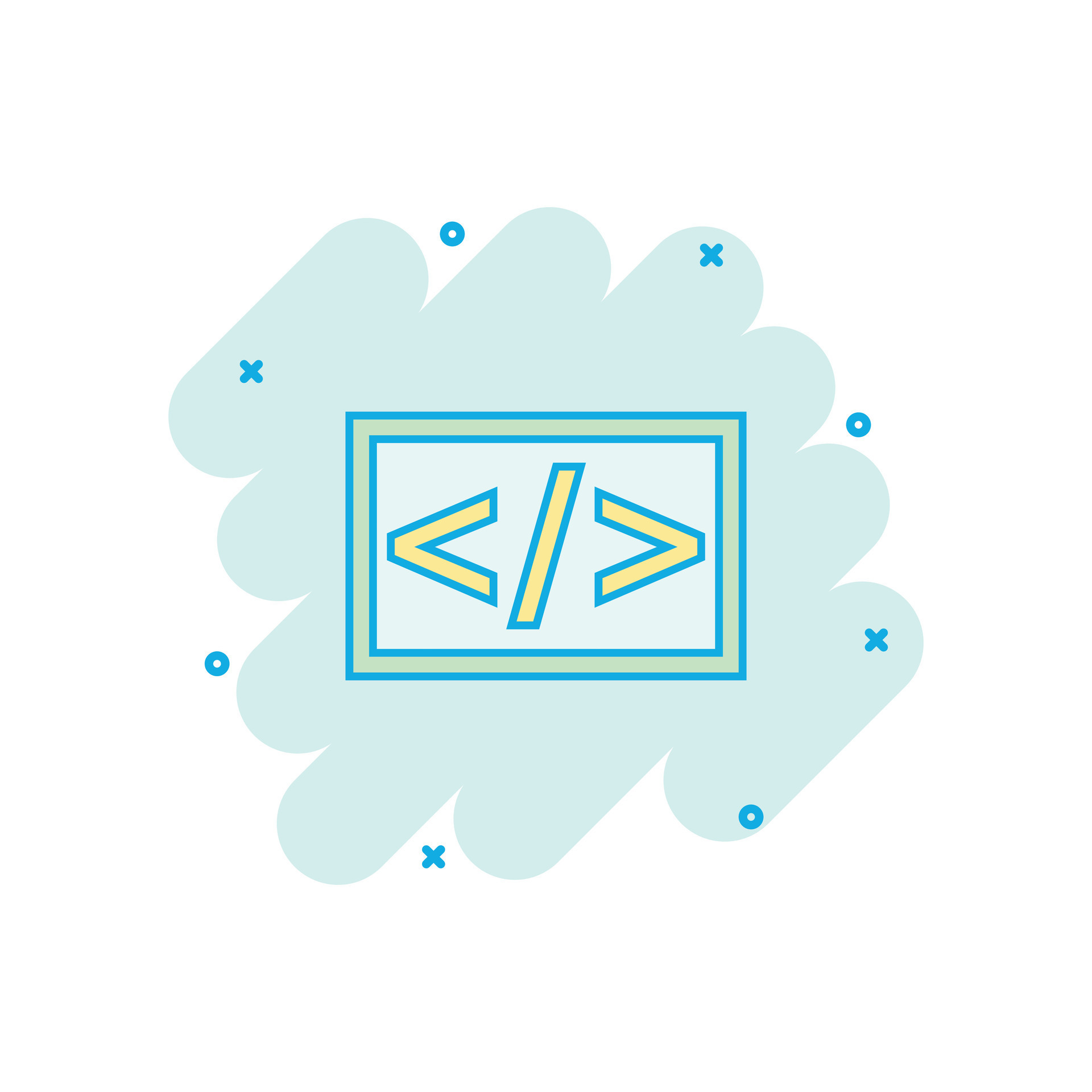 Vector cartoon open source icon in comic style. Api programming concept ...