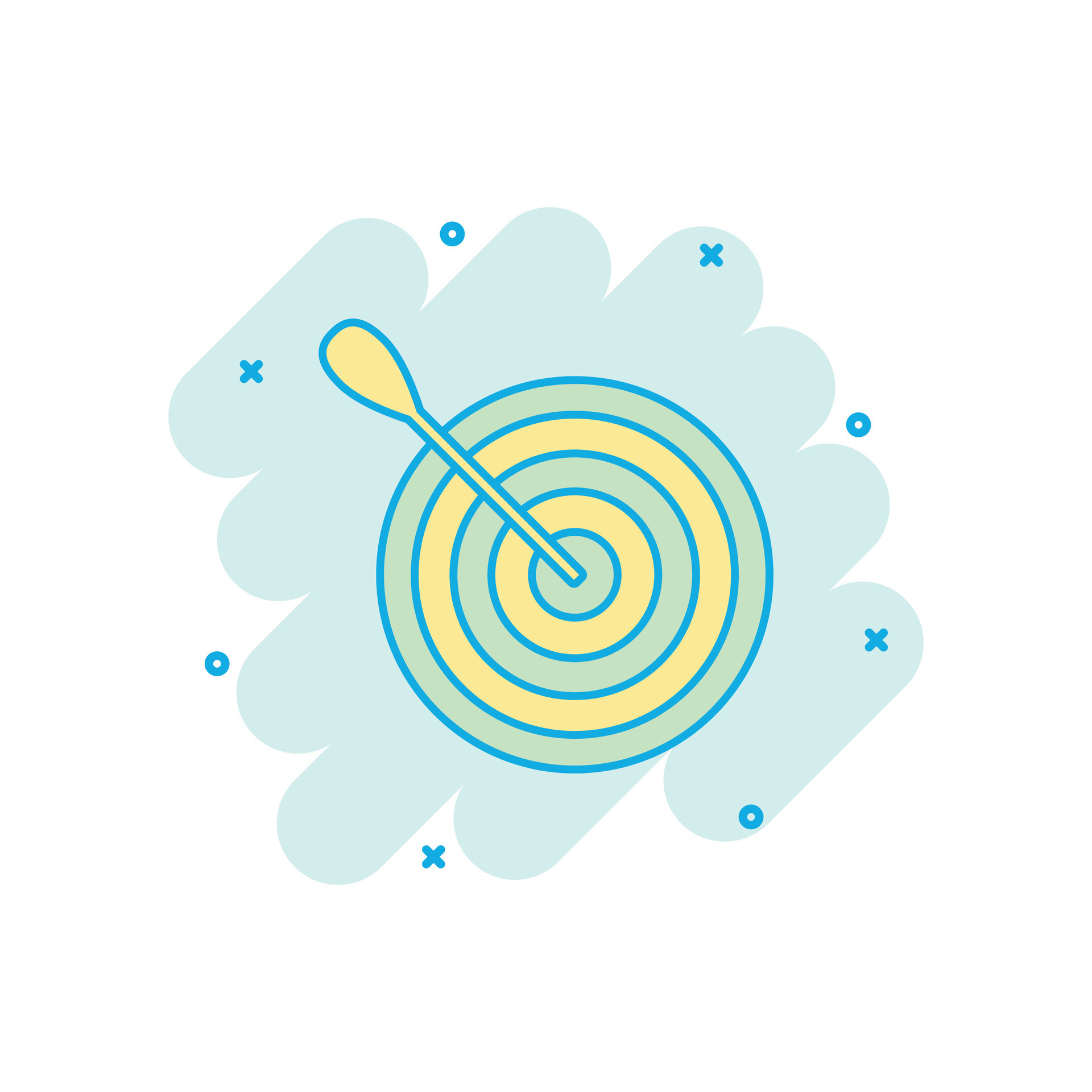 Vector cartoon target aim icon in comic style. Darts game illustration ... Vector cartoon target aim icon in comic style. Darts game illustration ...