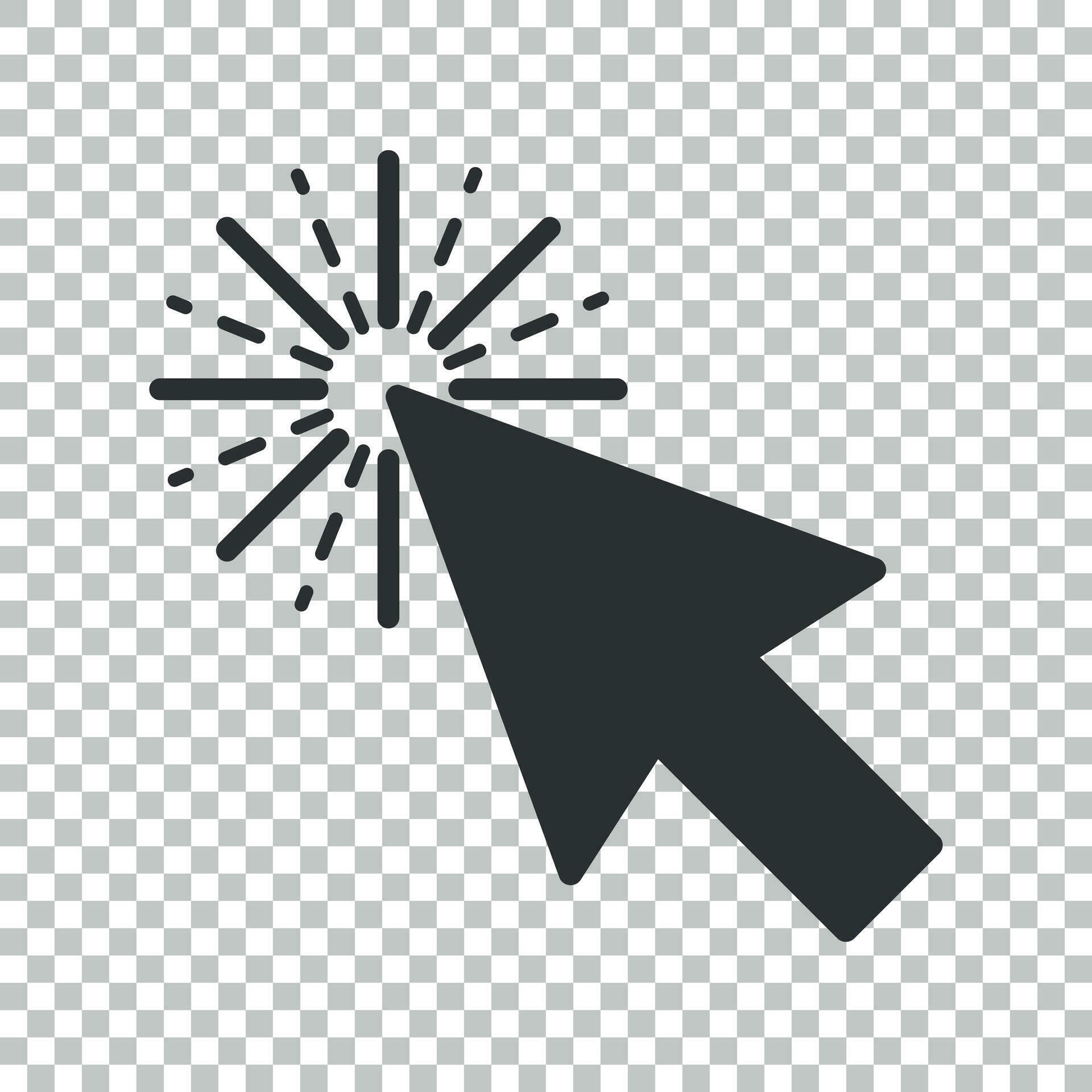 Computer mouse cursor icon in flat style. Arrow cursor vector illustration on isolated ...