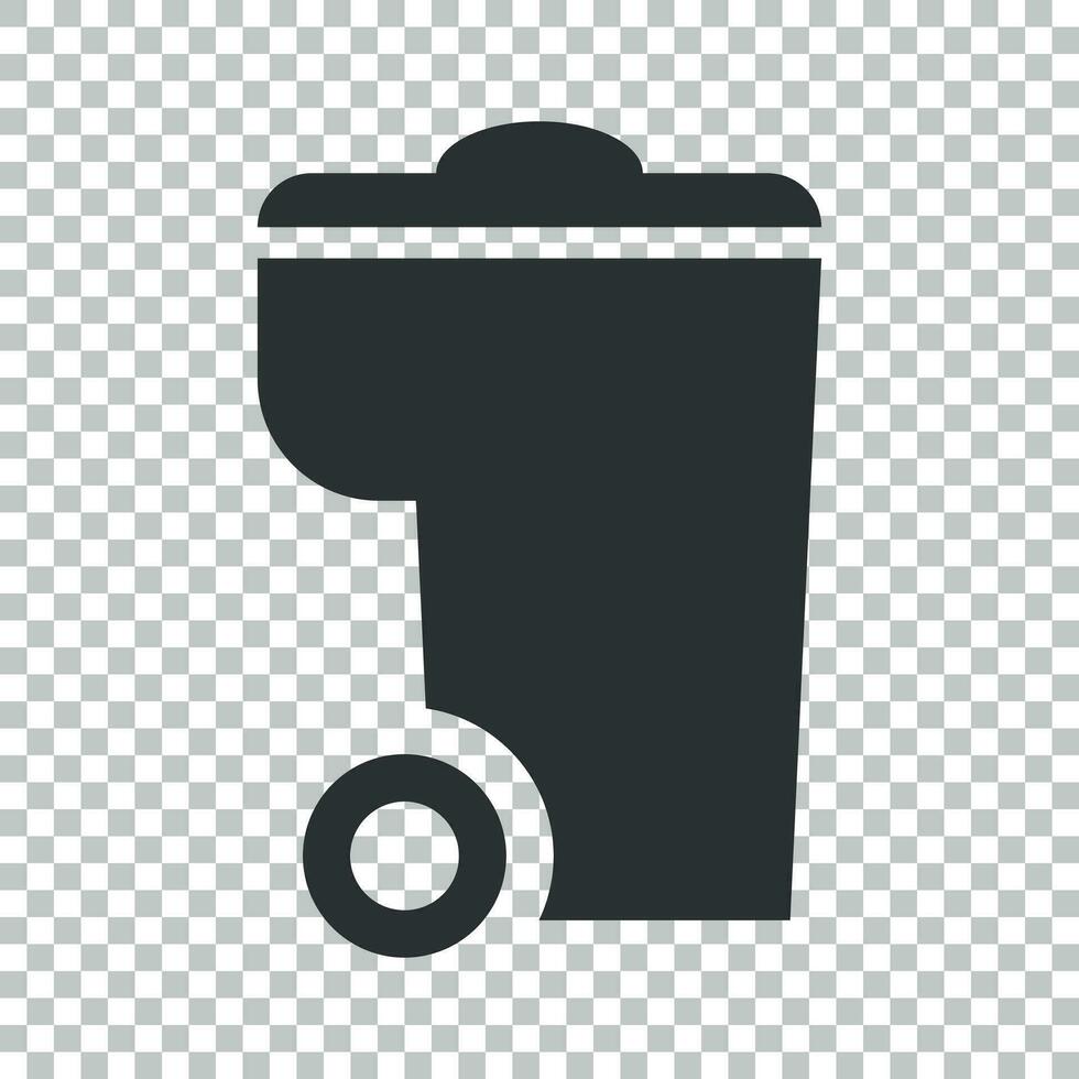 Trash bin garbage icon in flat style. Trash bucket vector illustration on isolated background ...