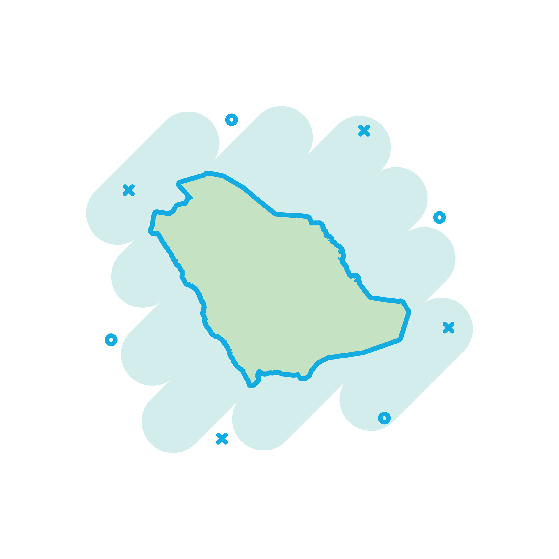 Vector cartoon Saudi Arabia map icon in comic style. Saudi Arabia sign ... Vector cartoon Saudi Arabia map icon in comic style. Saudi Arabia sign ...