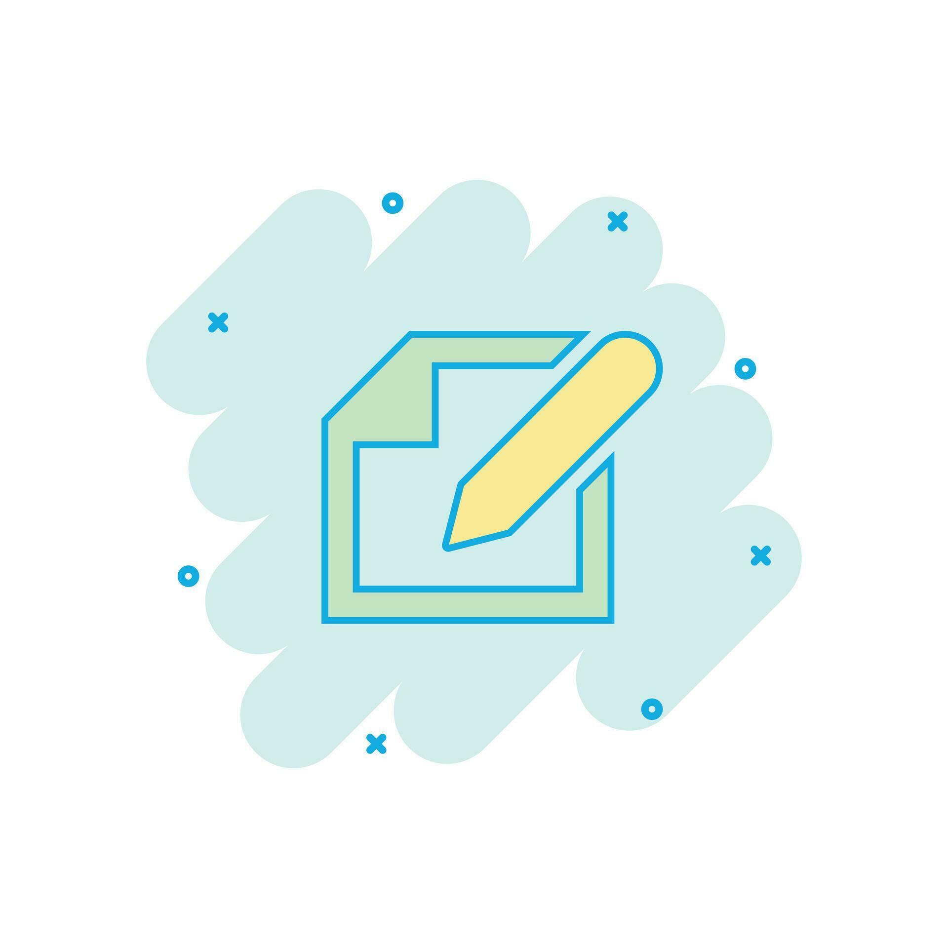 Vector cartoon notepad edit document with pencil icon in comic style ... Vector cartoon notepad edit document with pencil icon in comic style ...