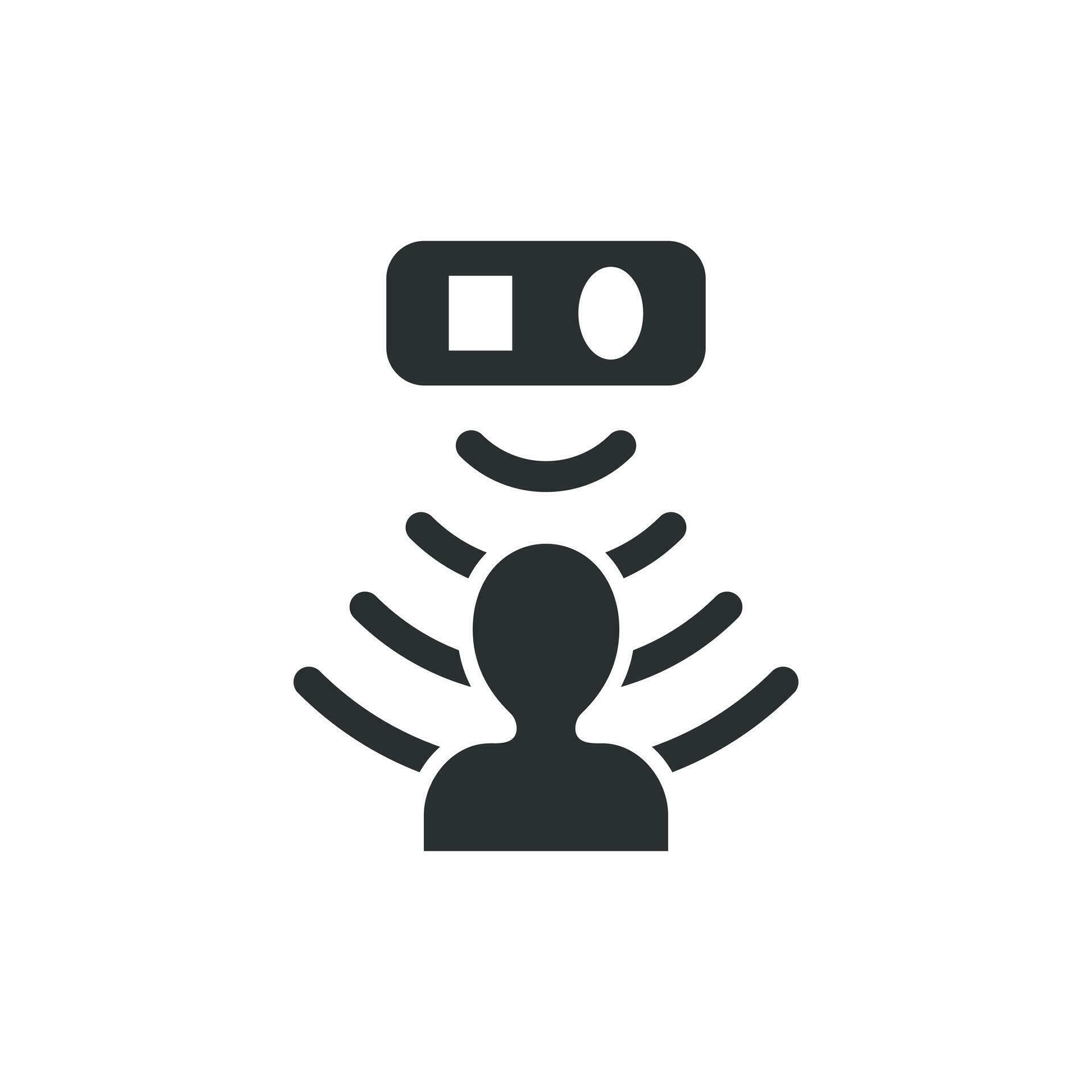 Motion Sensor Icon In Flat Style Sensor Waves With Man Vector Illustration On White Isolated
