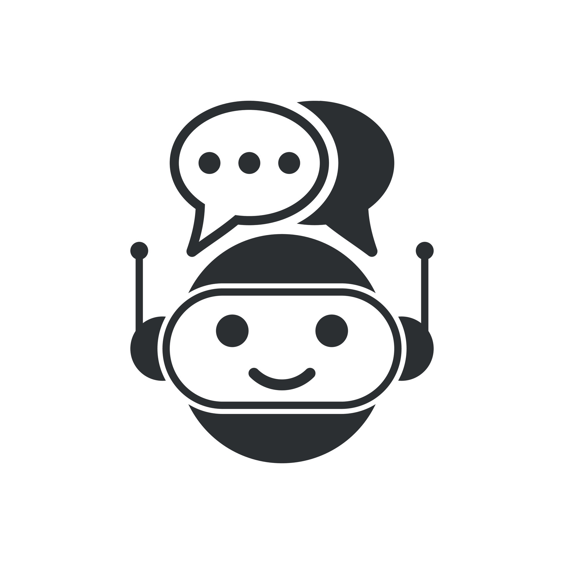 Cute robot chatbot icon in flat style. Bot operator vector illustration ... Cute robot chatbot icon in flat style. Bot operator vector illustration ...