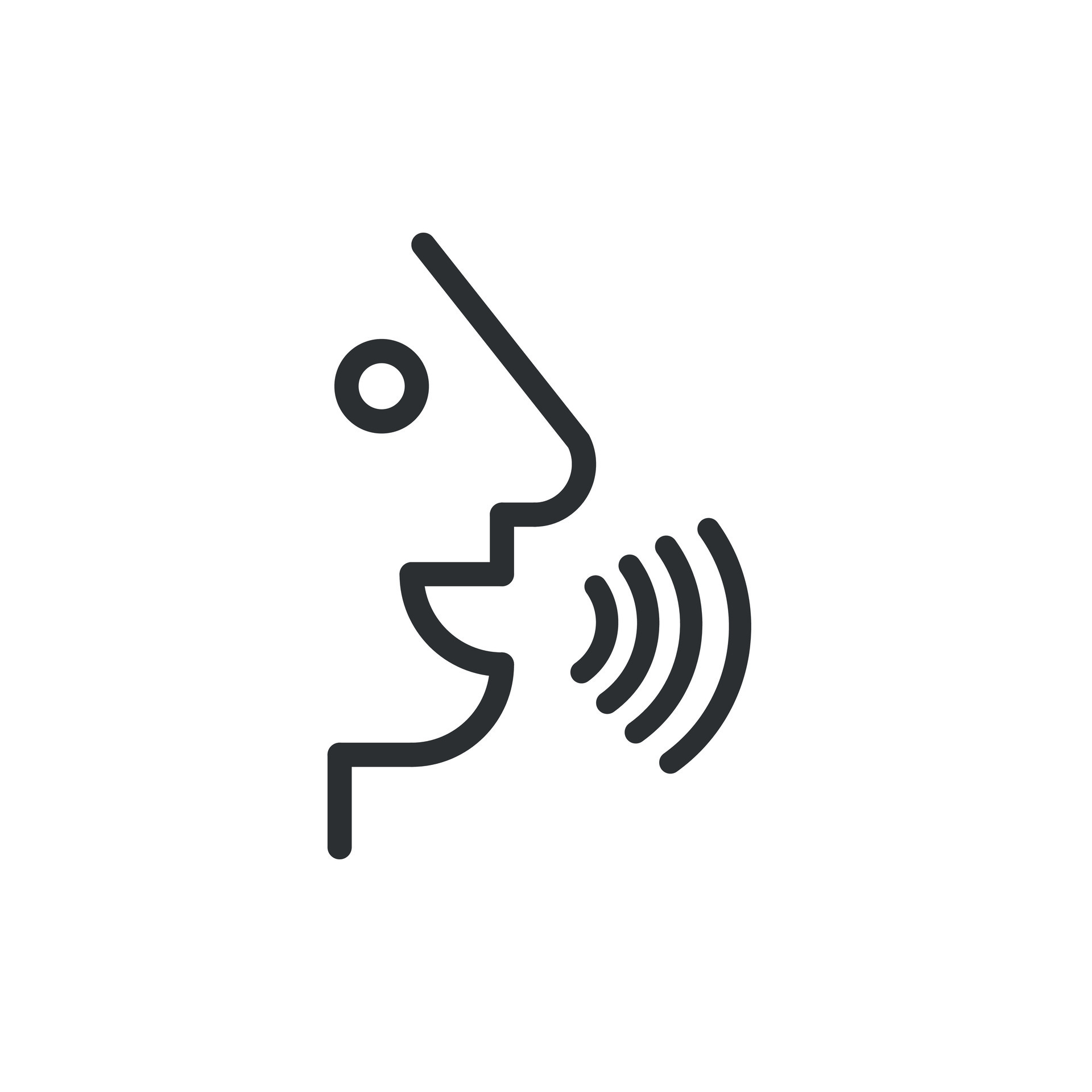 Voice command with sound waves icon in flat style. Speak control vector illustration on white ...