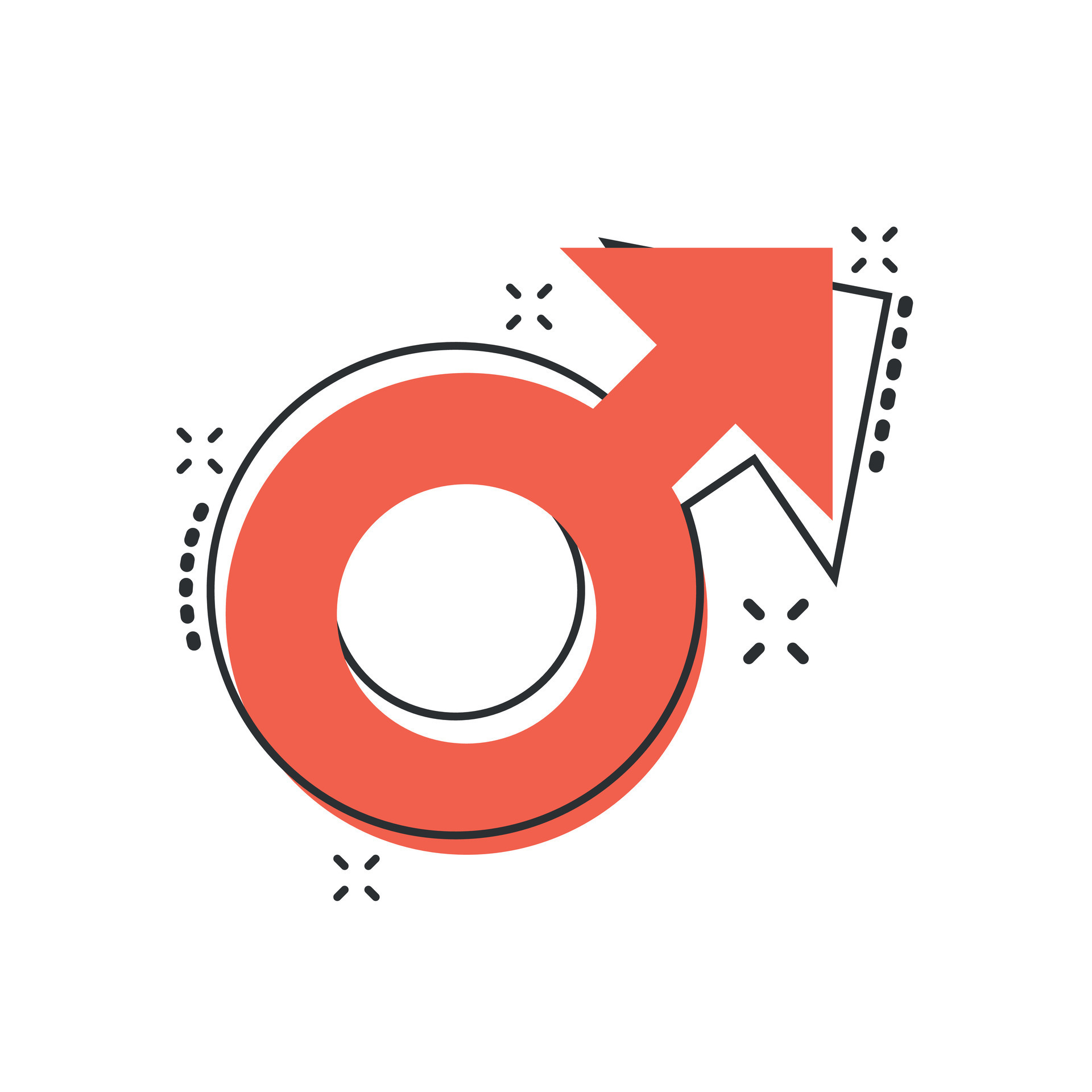 Vector Cartoon Male Sex Symbol Icon In Comic Style Men Gender Concept