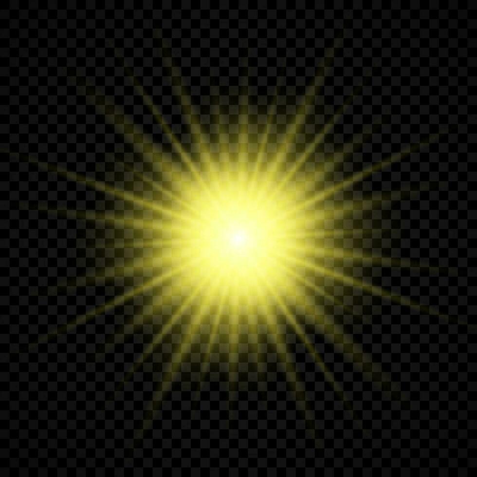 Light effect of lens flares. Yellow glowing lights starburst effects with sparkles 26132595 ...