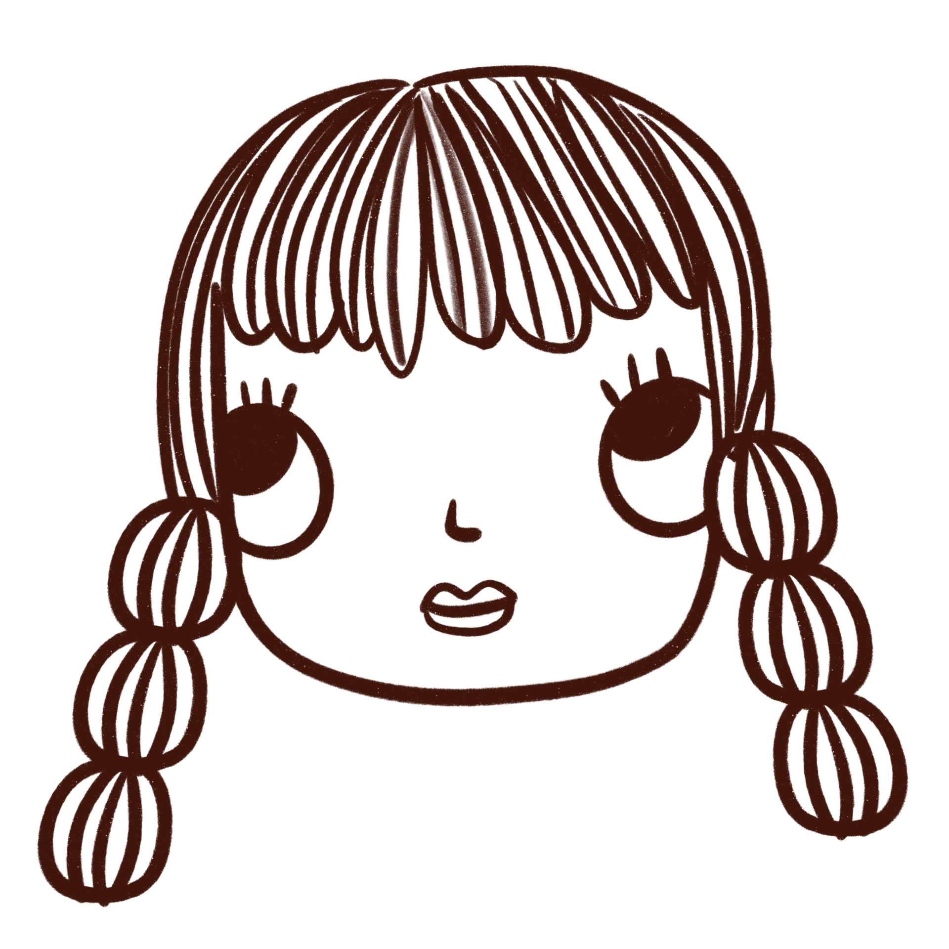 Cute cartoon character hand drawn illustration.girl png.cartoon black ...