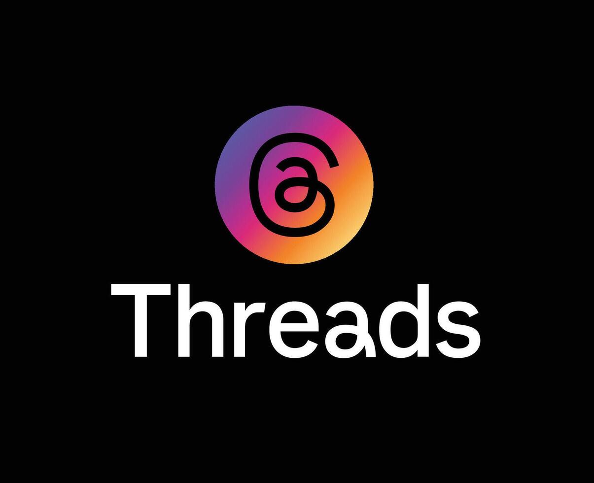 Threads Social Media Symbol Logo Meta Instagram Design Vector Illustration With Black Background ...
