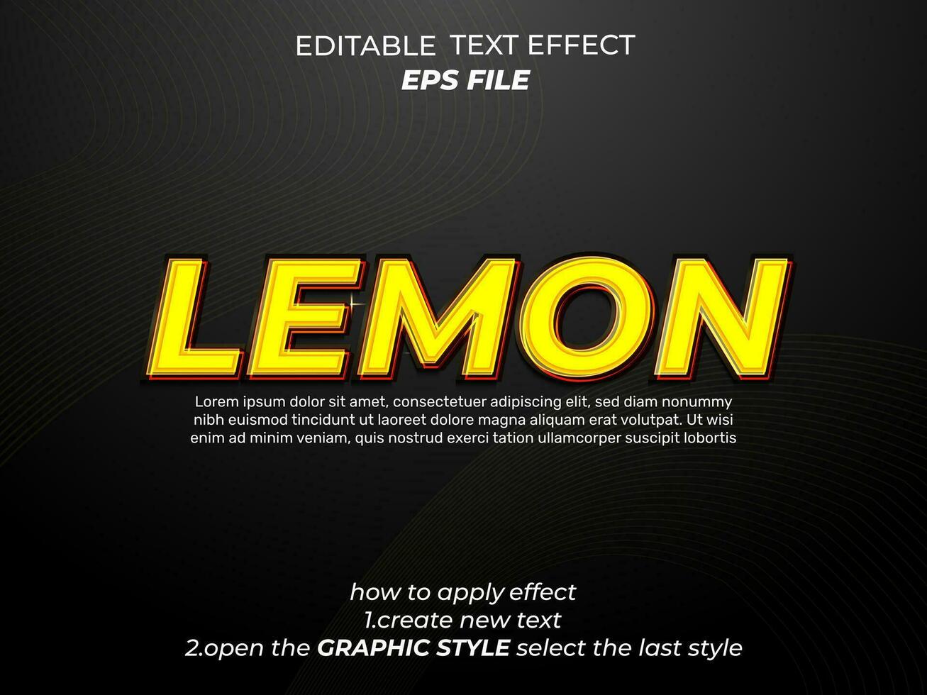 lemon text effect, font editable, typography, 3d text. vector template ...
